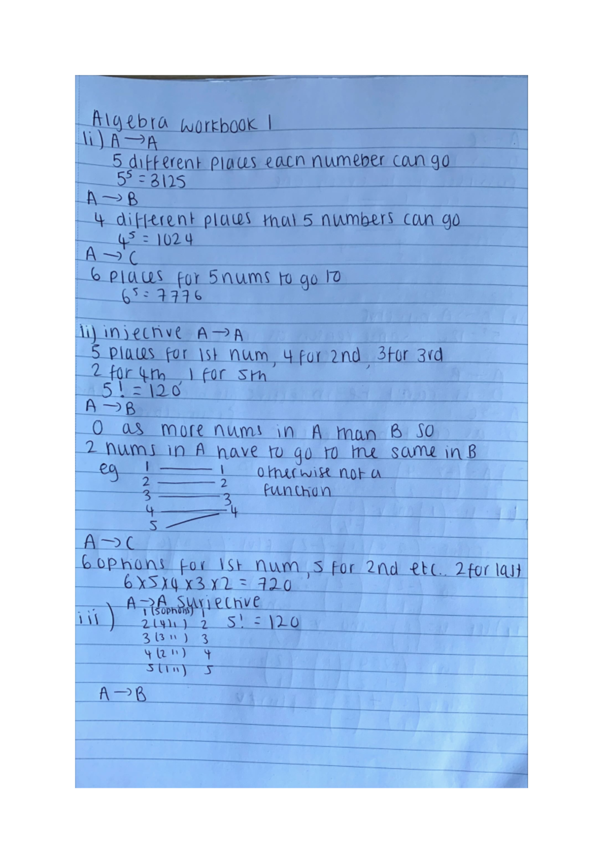 Algebra Workbook 1 - Algebra workbook I li ) A A 5 different places ...