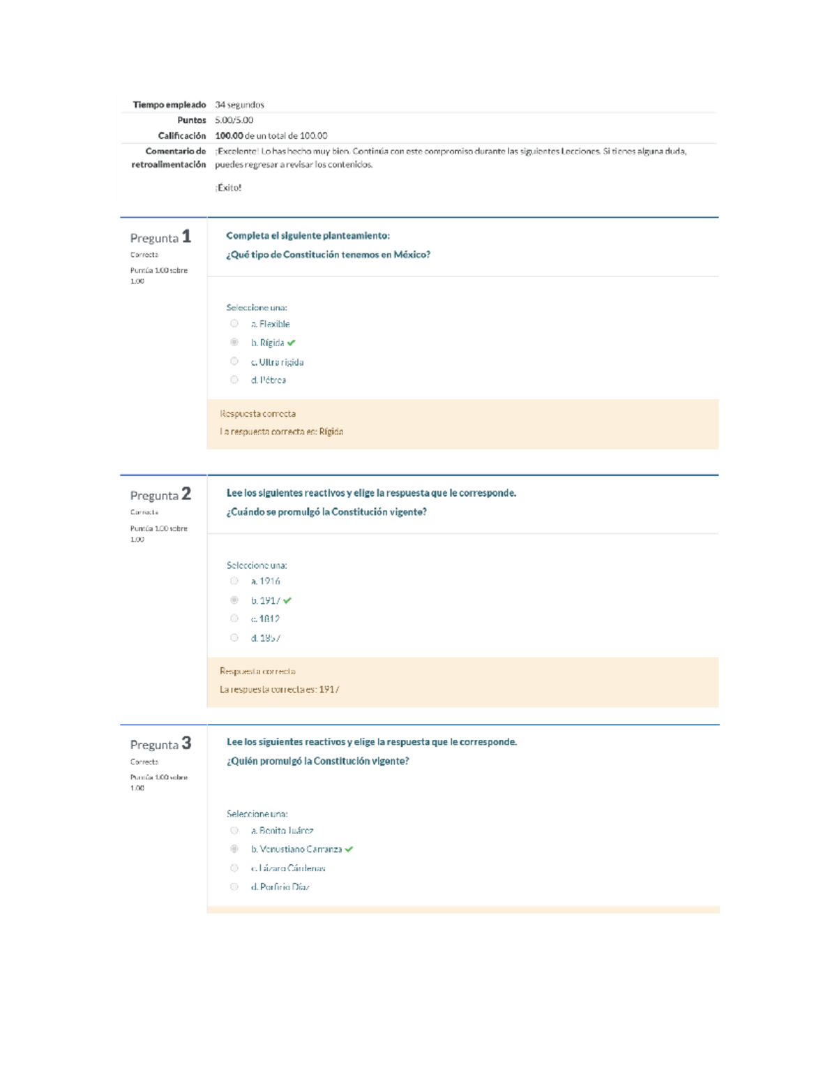 Lección 1. La Constitución Mexicana - Tiempo empleado 34 segundos ...