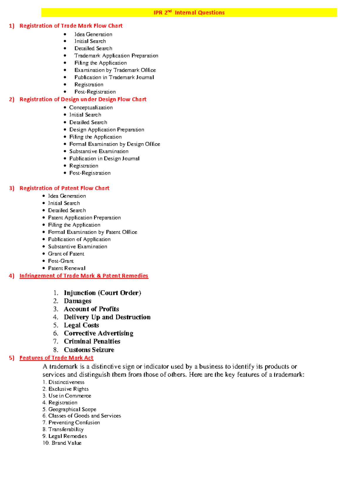 IPR Internal 2 Q & A - IPR 2nd Internal Questions 1) Registration of ...