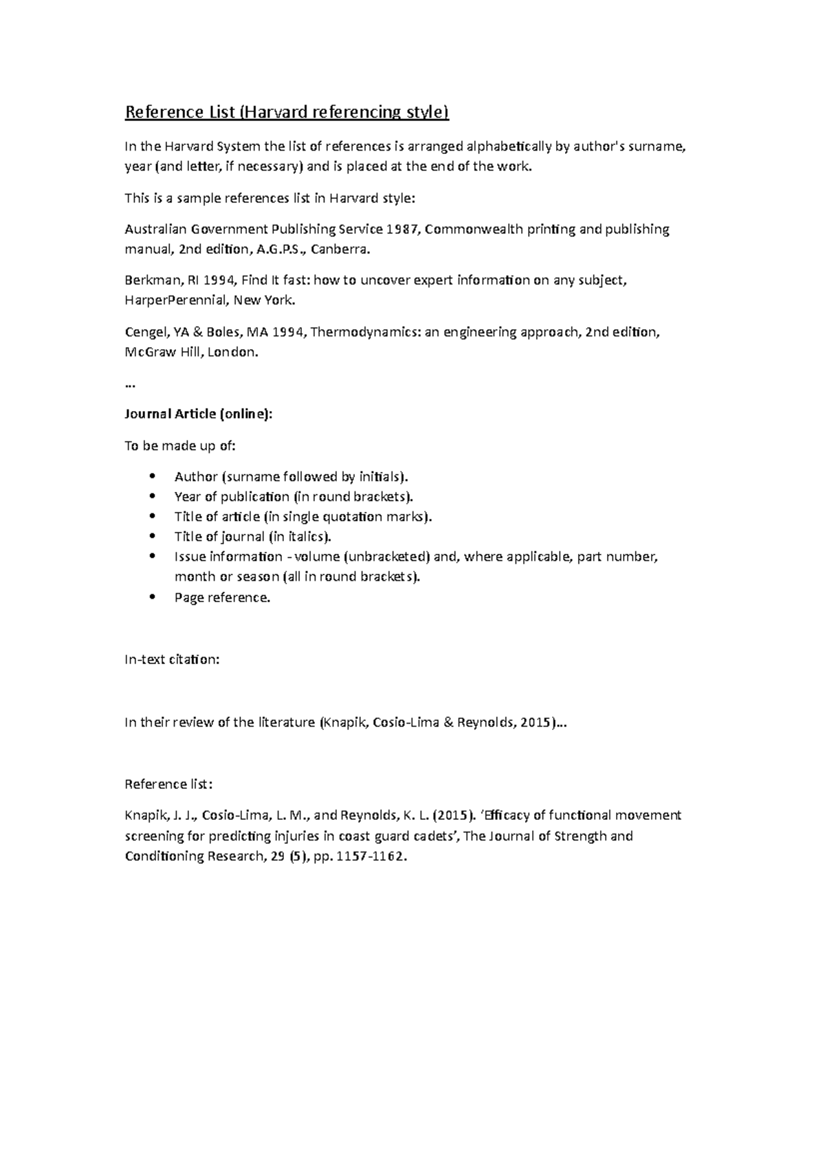 Harvard Referencing - nothing - Reference List (Harvard referencing ...