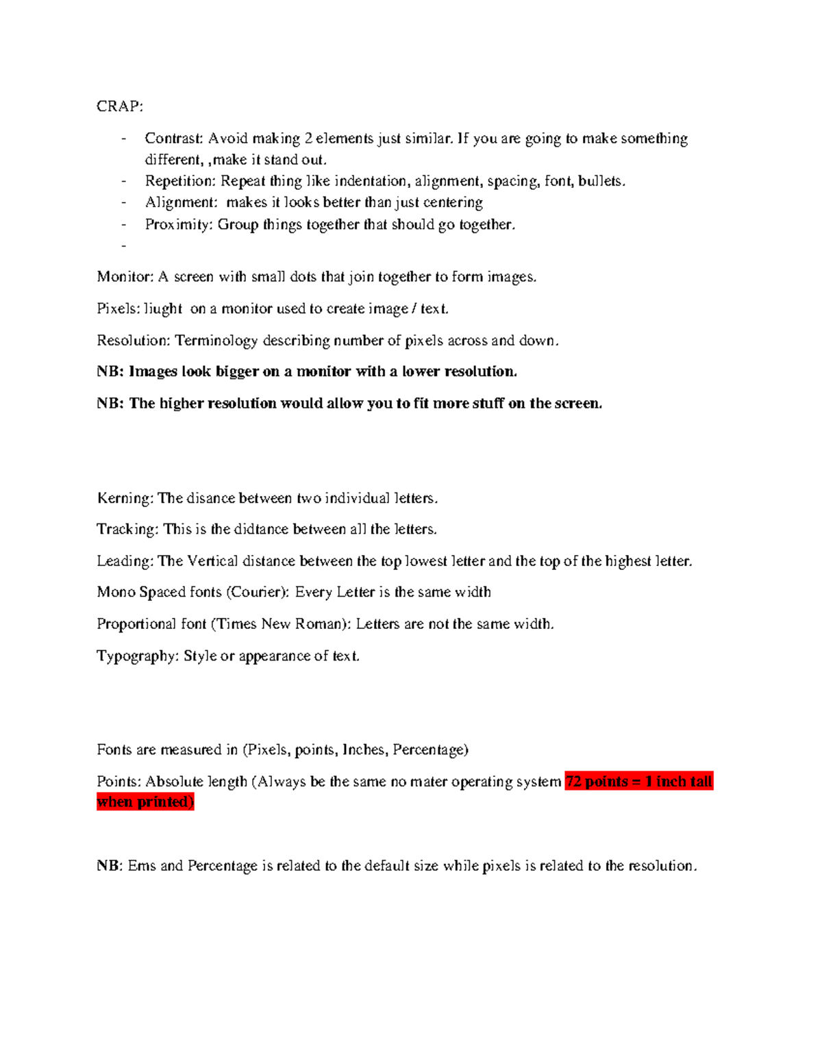 Cs1033 - Summary Computer science - CRAP: Contrast: Avoid making 2 ...