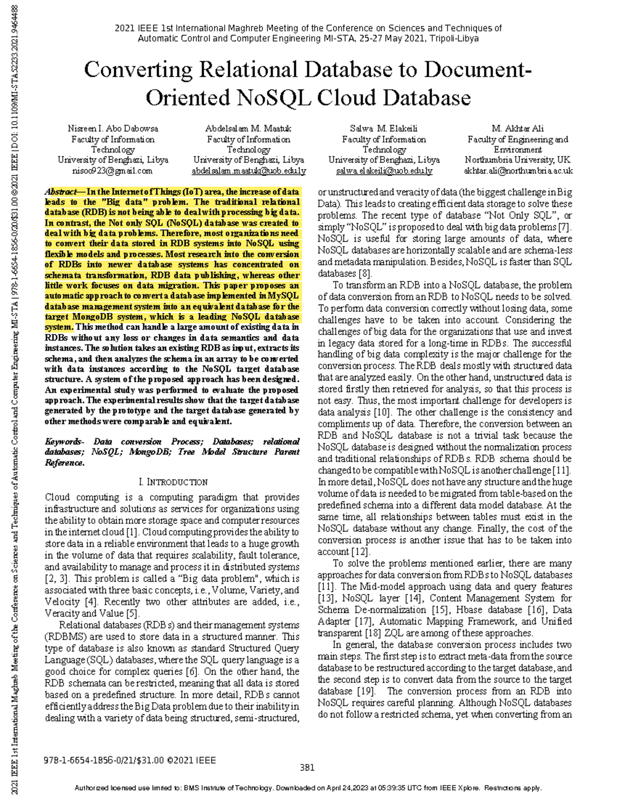 IA3- Nosql-CASE Study Material - Converting Relational Database to ...