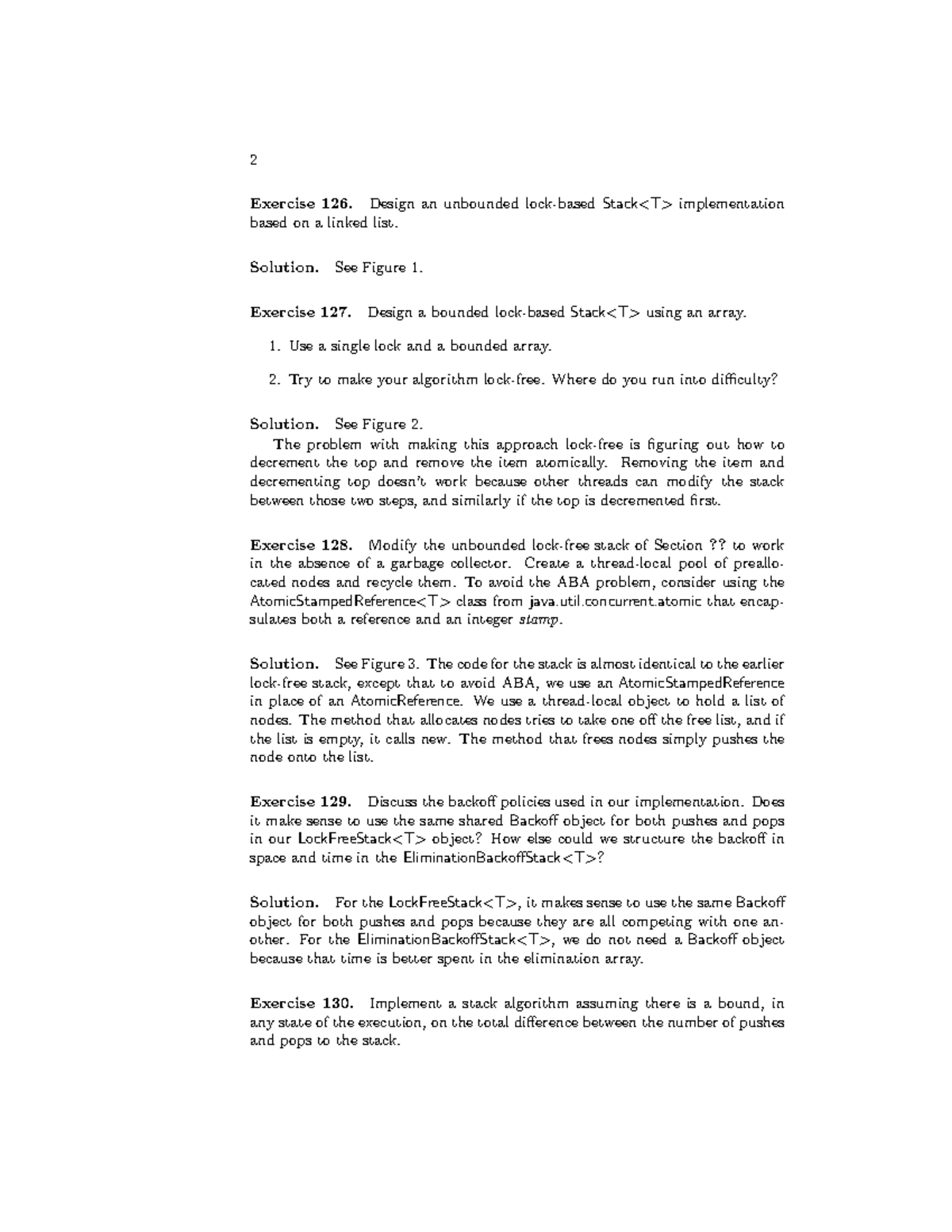 Chapter 11 - Multiprocessor Programming - Exercise 126. Design an unbounded lock-based - Studocu