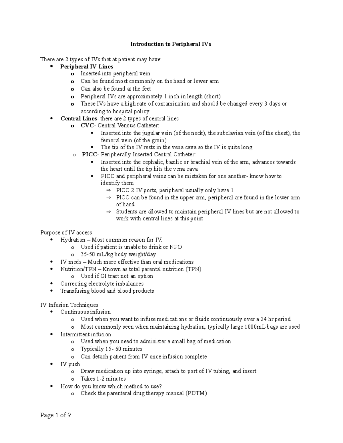 2160 Week 8 IV Therapy - Introduction to Peripheral IVs There are 2 ...