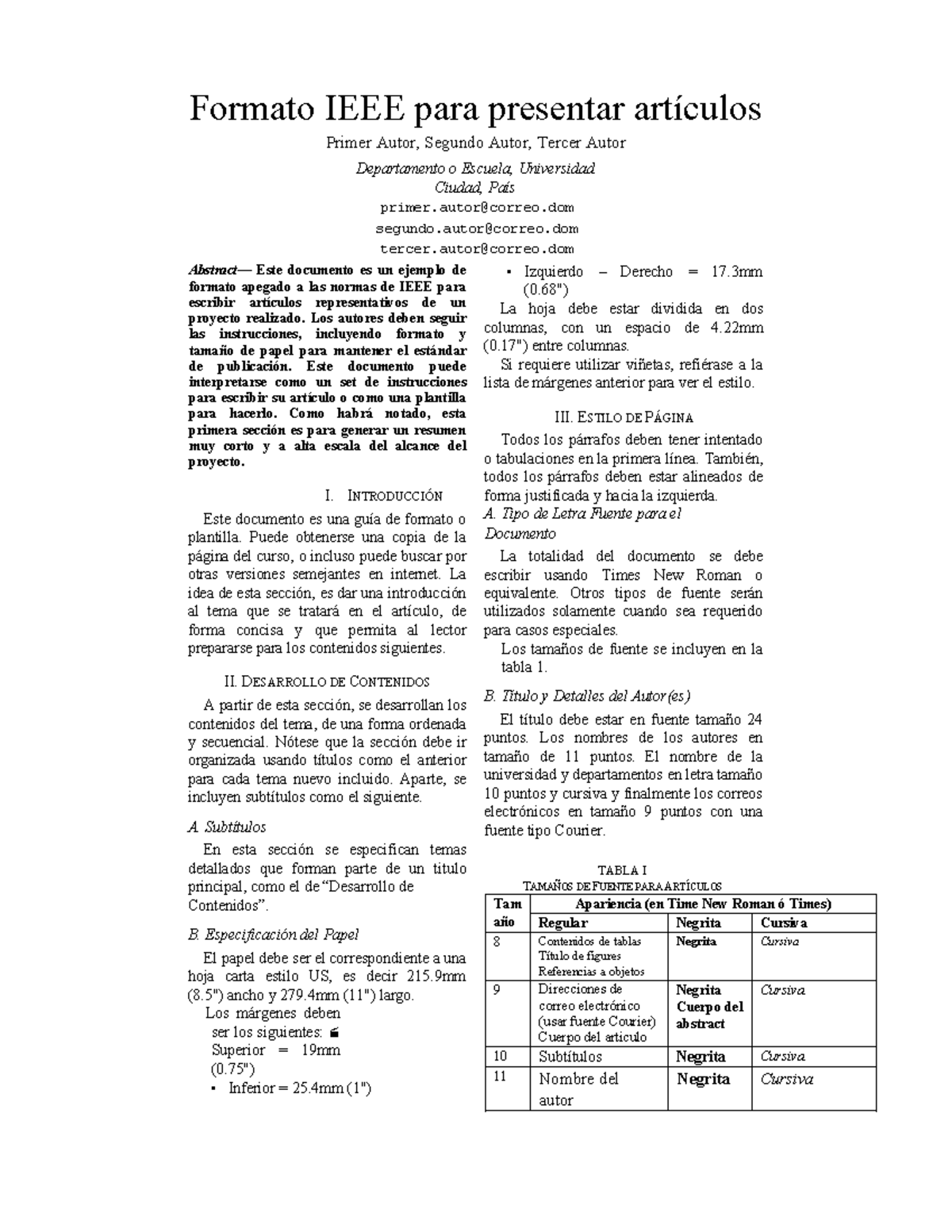 Formato IEEE - dasdasd - Formato IEEE para presentar artículos Primer Autor, Segundo Autor ...