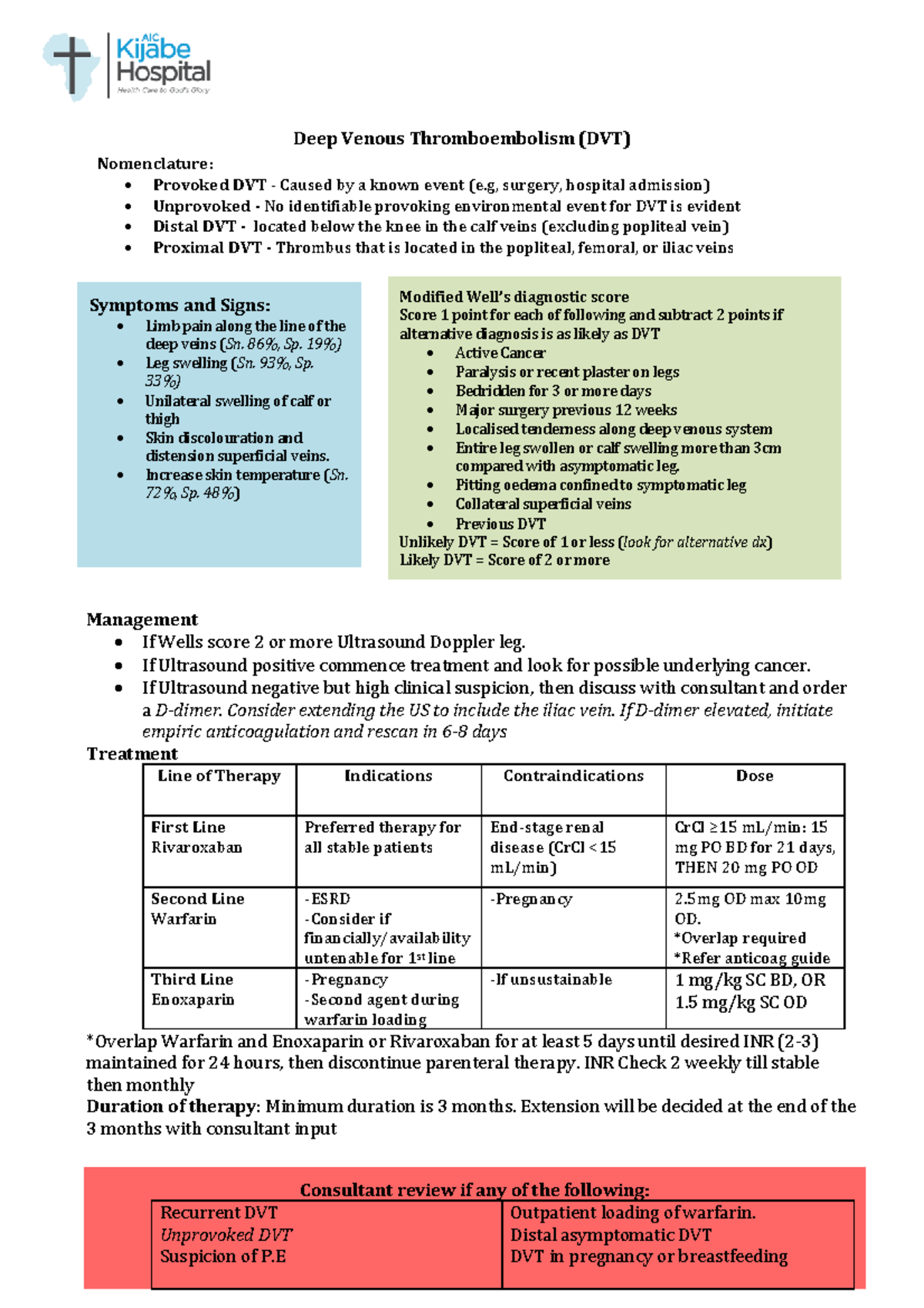 Dvt-guideline - KMTC - Deep Venous Thromboembolism (DVT) Nomenclature ...