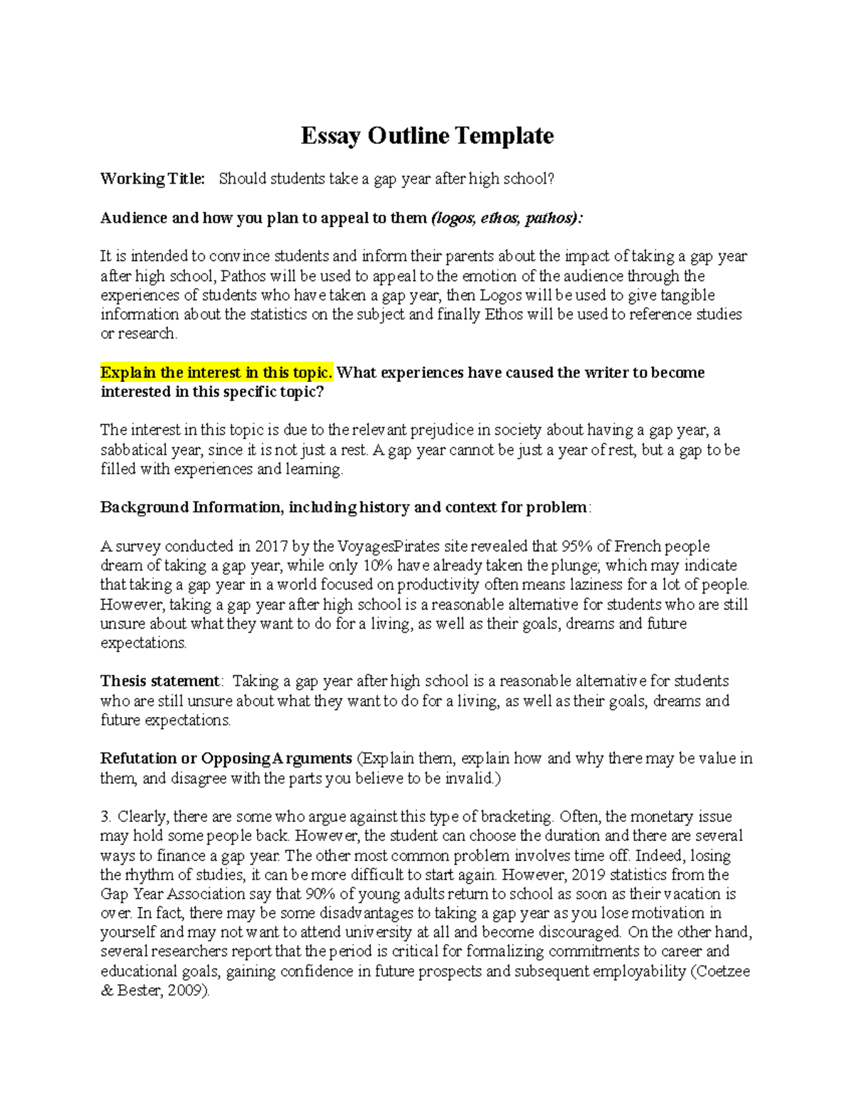 Essay Outline - Oscar Ramirez - Essay Outline Template Working Title ...