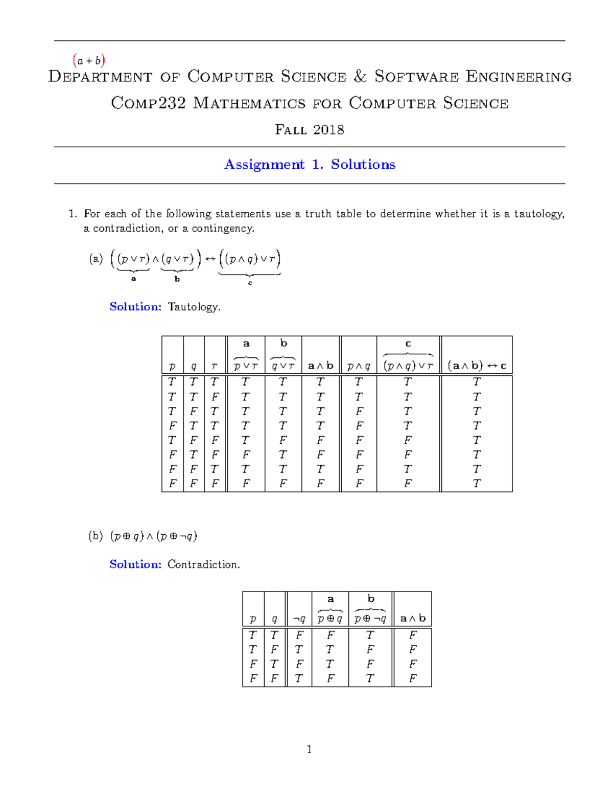 Comp 232-A1-Solutions - COMP 232 - Concordia - StuDocu
