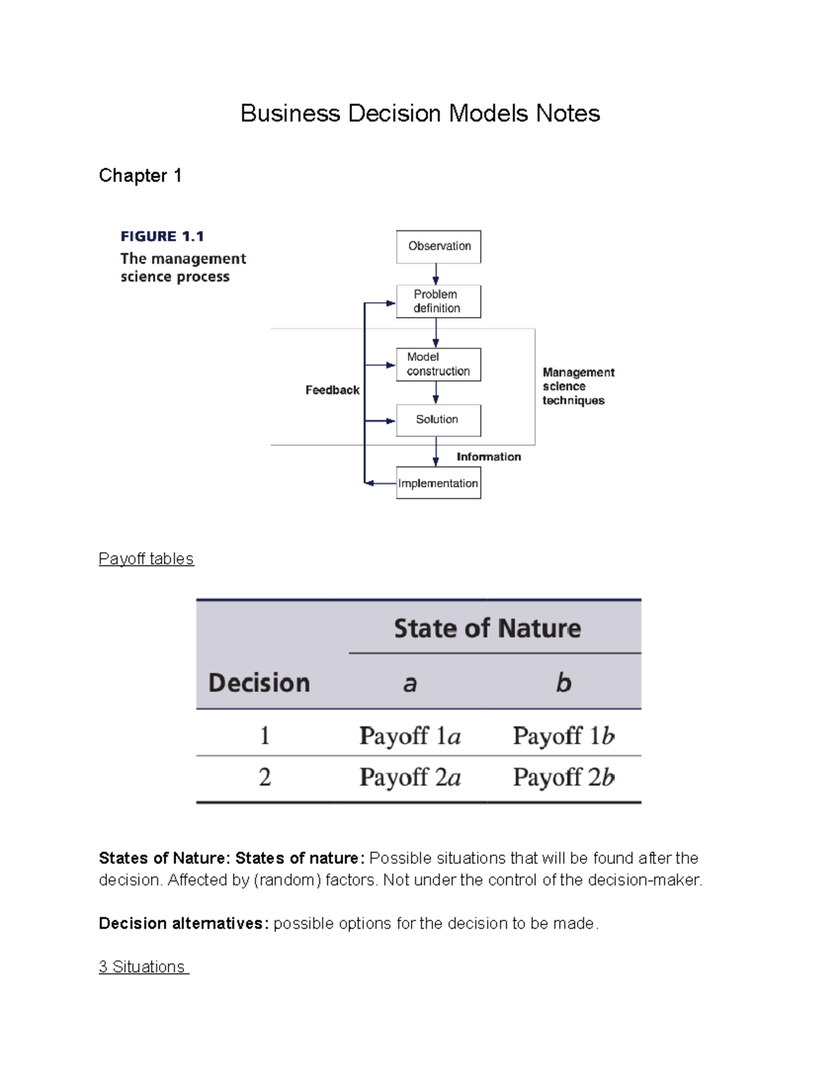 Business Decision Models Notes - Business Decision Models Notes Chapter ...