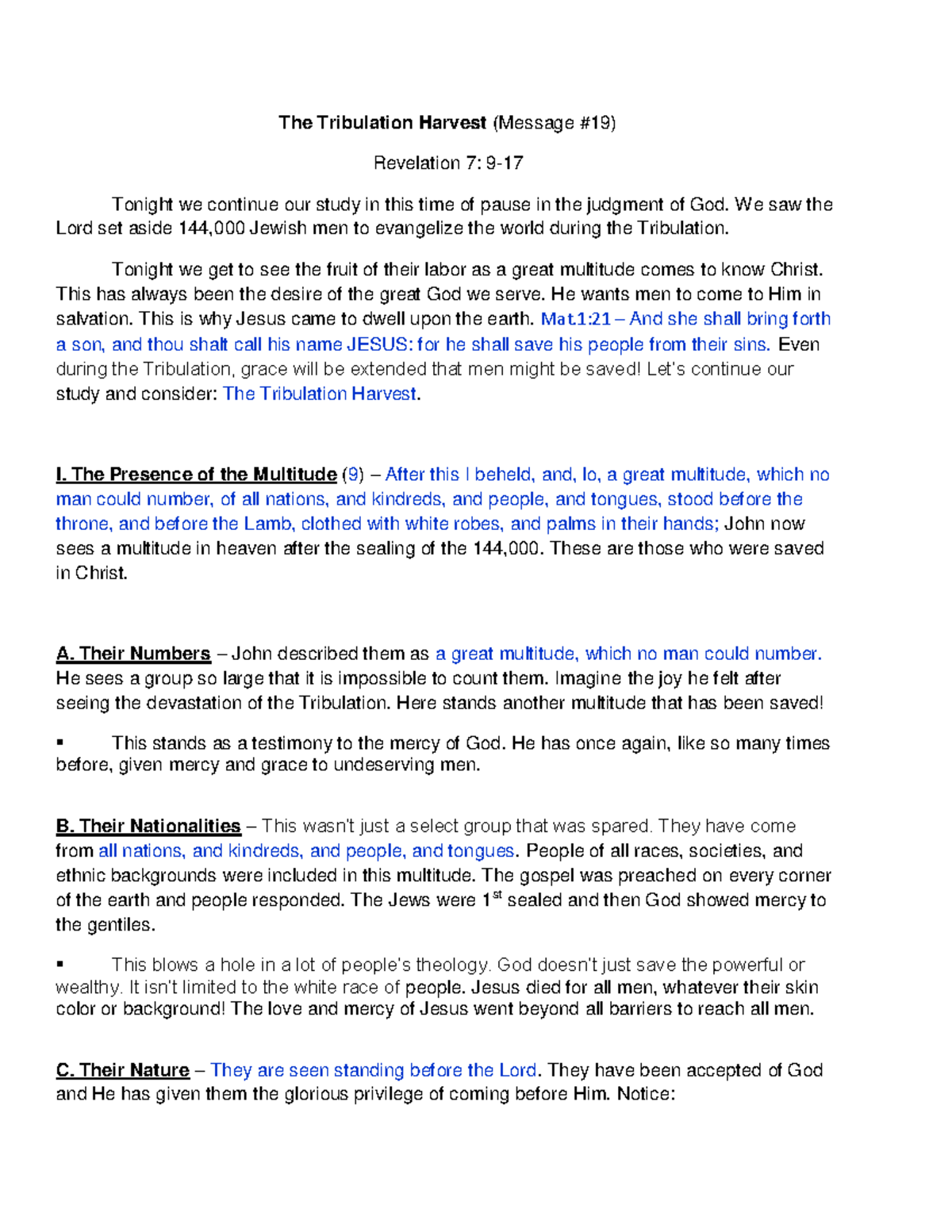 The Tribulation - We saw the Lord set aside 144,000 Jewish men to ...