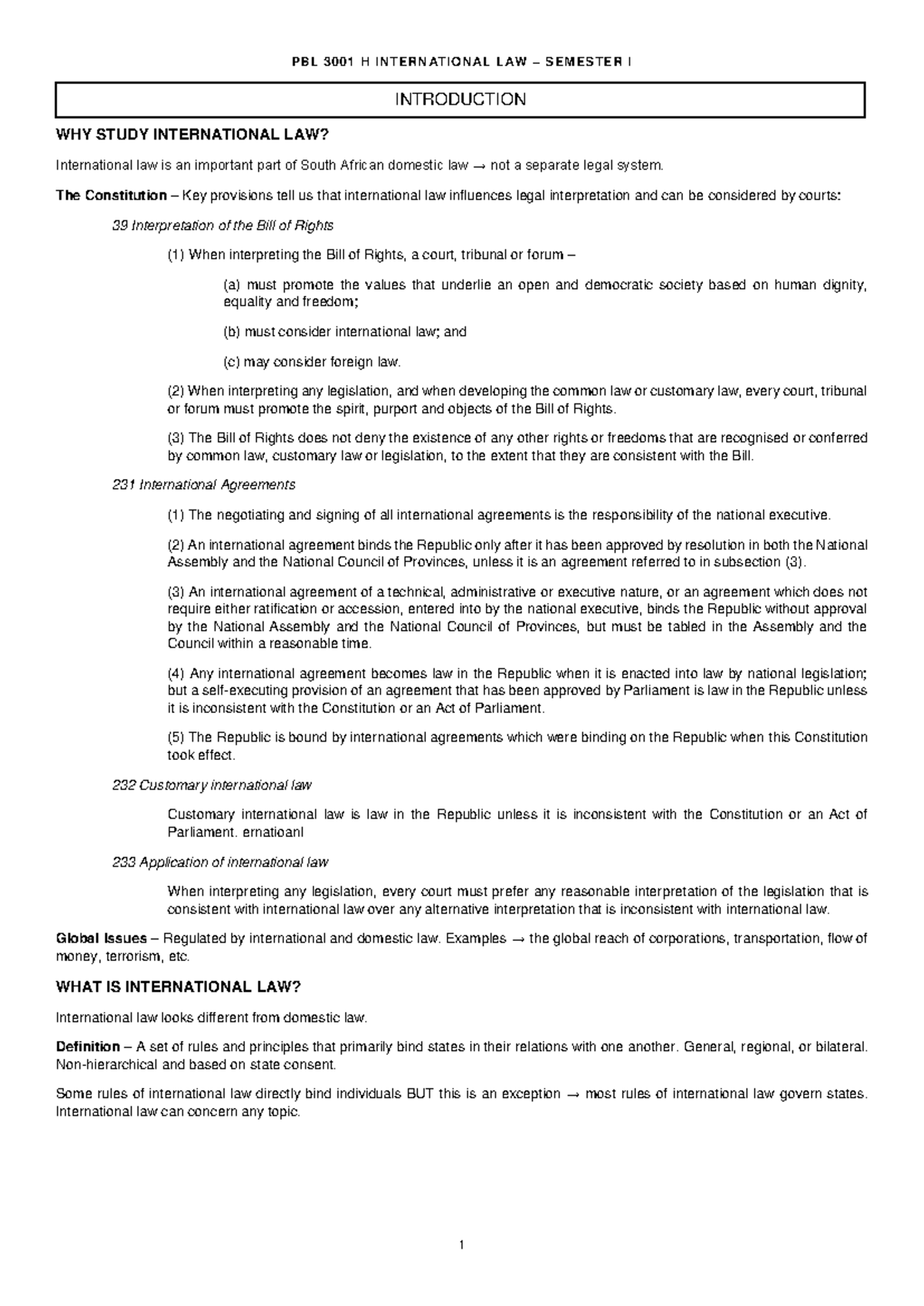 IL Semester I - il summaries - WHY STUDY INTERNATIONAL LAW ...