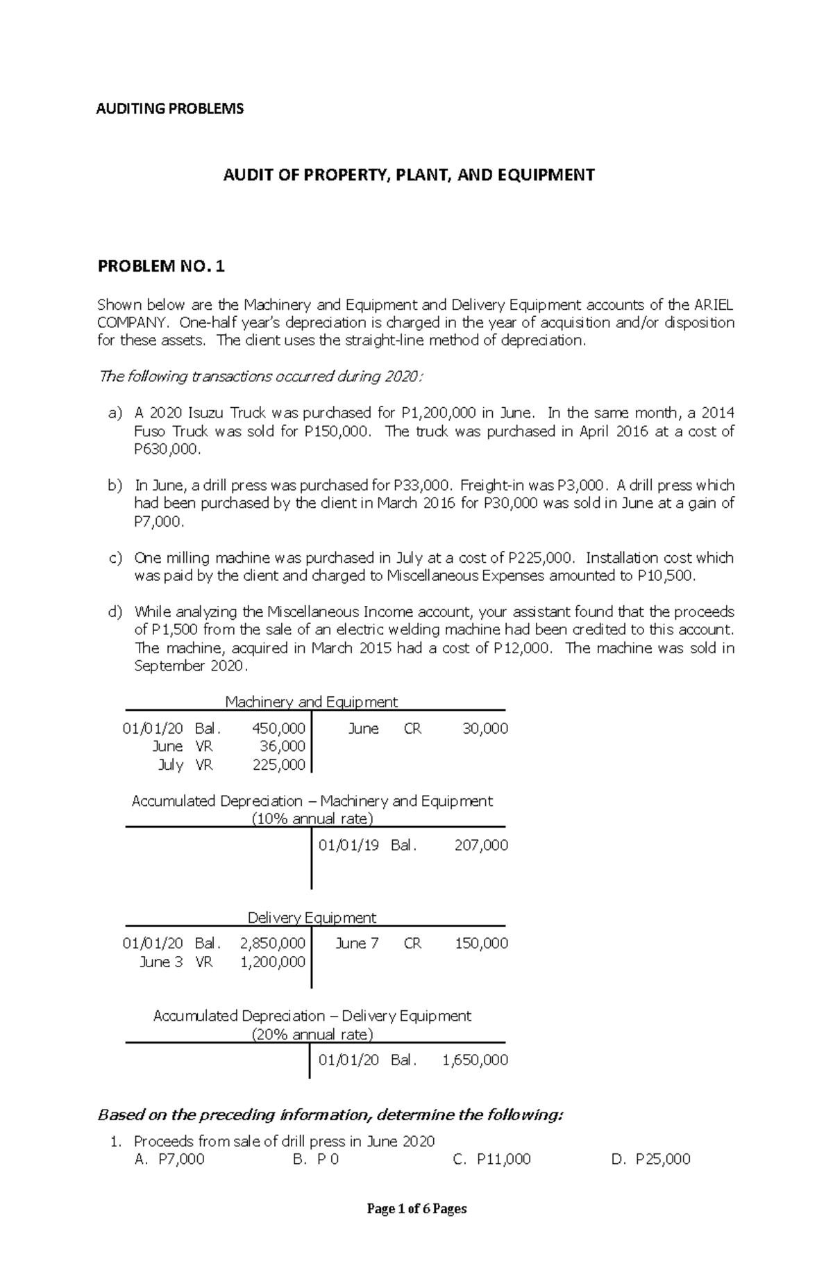 Audit-OF-PPE - AUDITING PROBLEMS AUDIT OF PROPERTY, PLANT, AND ...