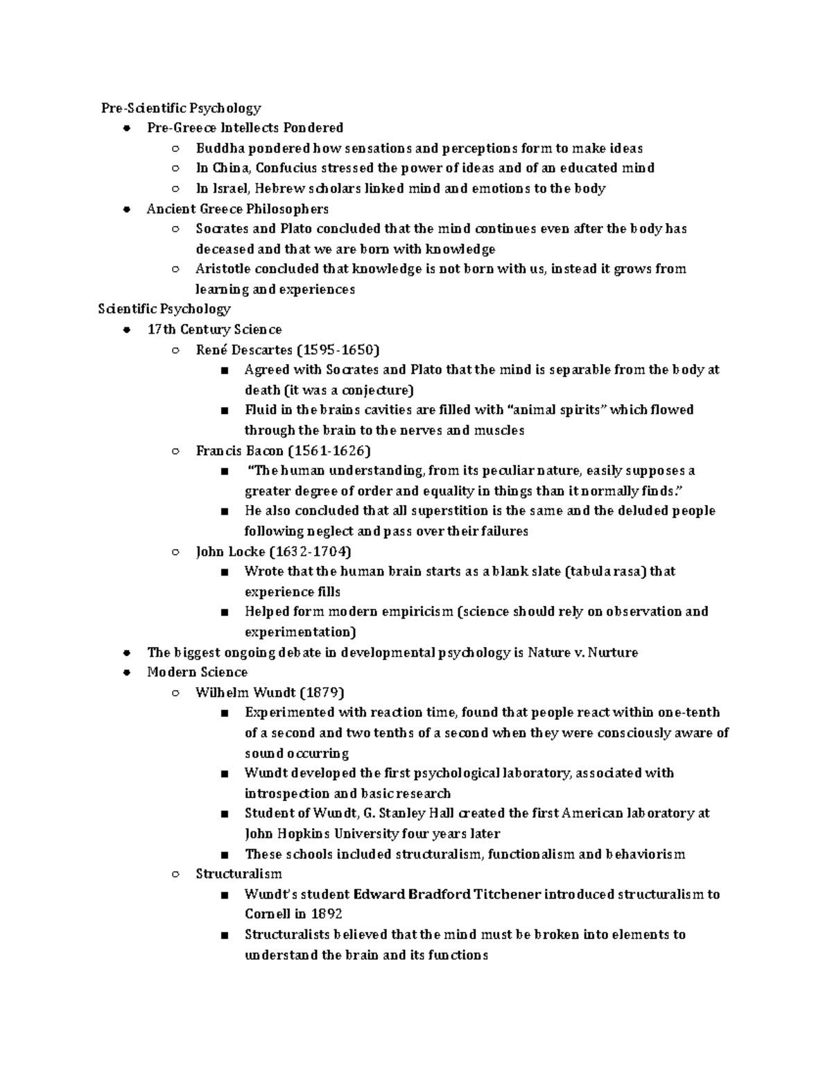 Unit 1 - Notes for the AP Psych Unit 1 test - Pre-Scientific Psychology ...