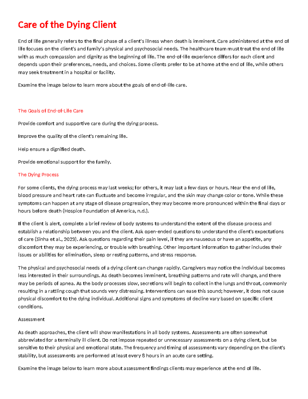 Palliative care and hospice - Care of the Dying Client End of life ...