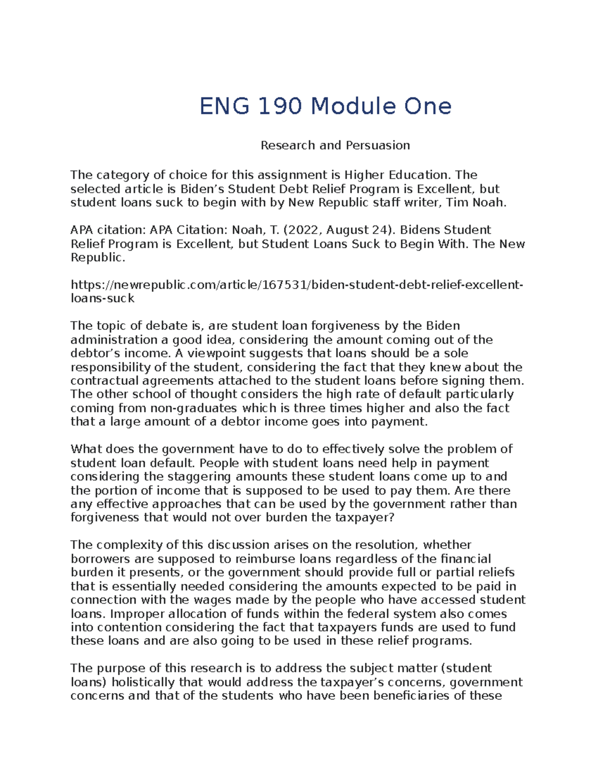 ENG 190 Module One - CJ 190 1-2 - ENG 190 Module One Research and Persuasion The category of ...
