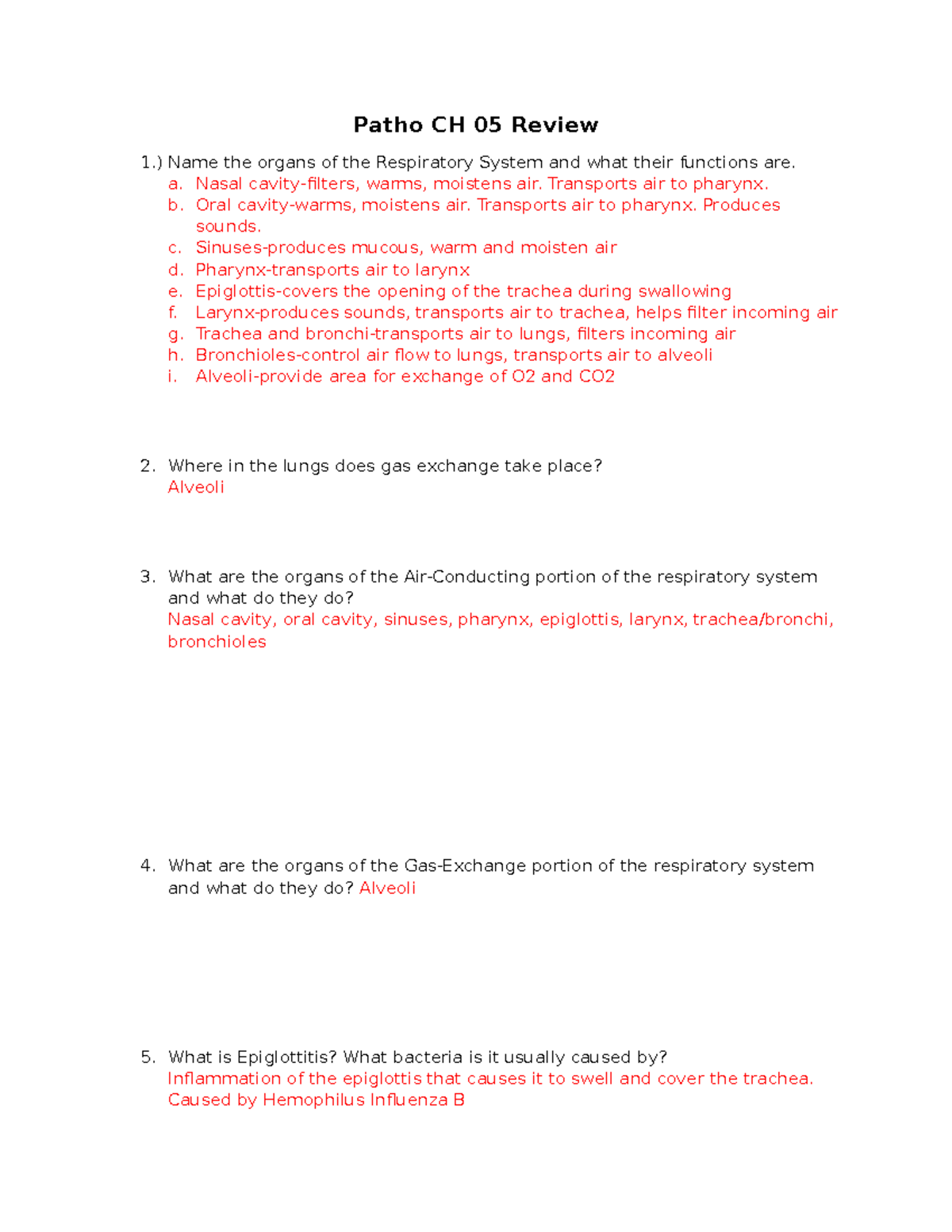 Module #8 Worksheet - Patho CH 05 Review 1.) Name the organs of the ...