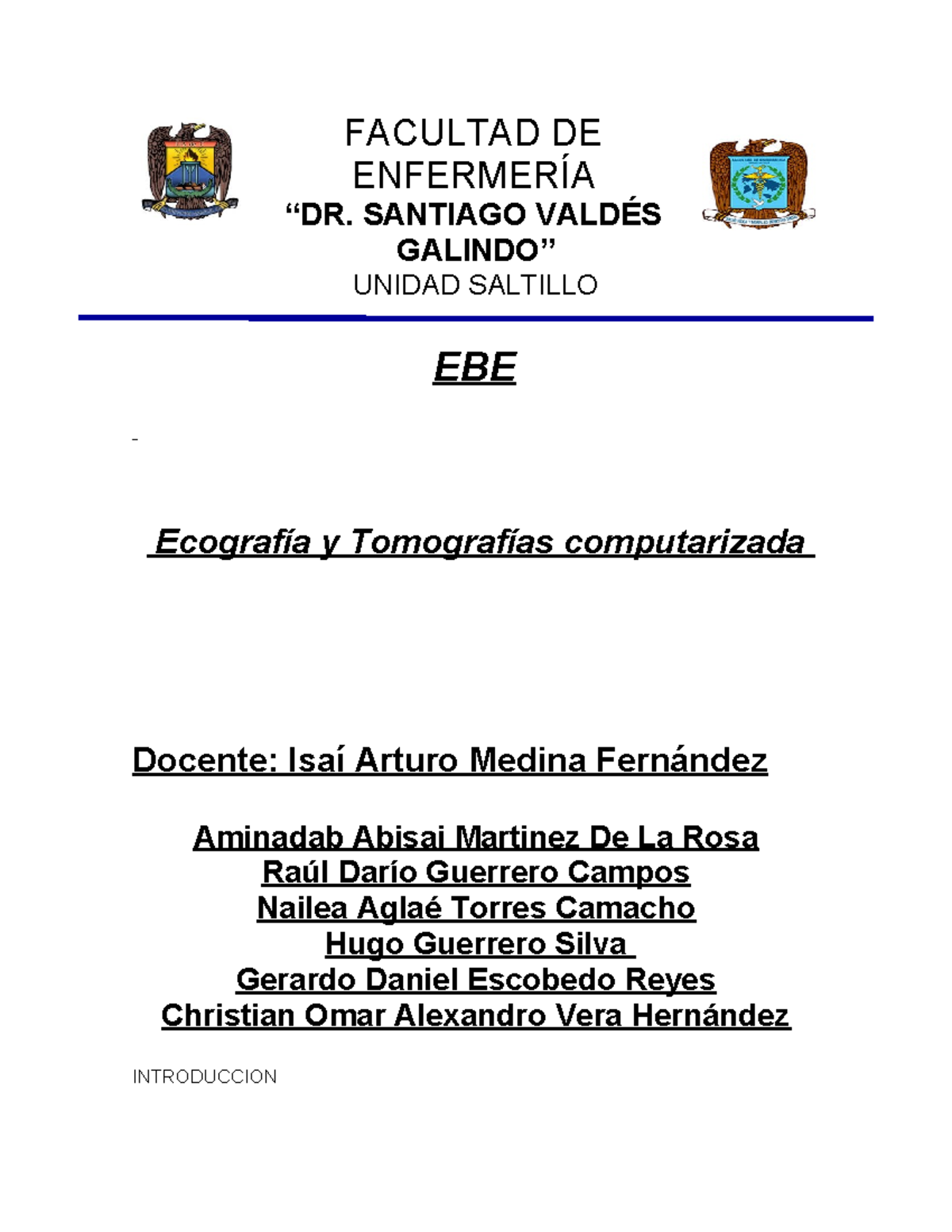 Ecografia y eco portatil oficial - FACULTAD DE ENFERMERÍA “DR. SANTIAGO ...