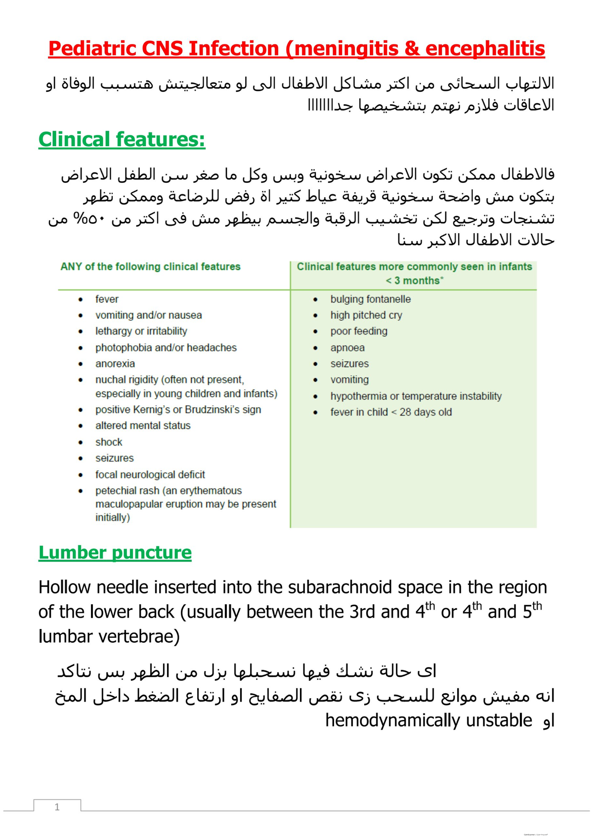 Pediatric CNS Infection - physiology pathology - Studocu