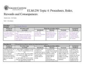 Classroom and Behavior Management Framework - ELM-250 - GCU - Studocu