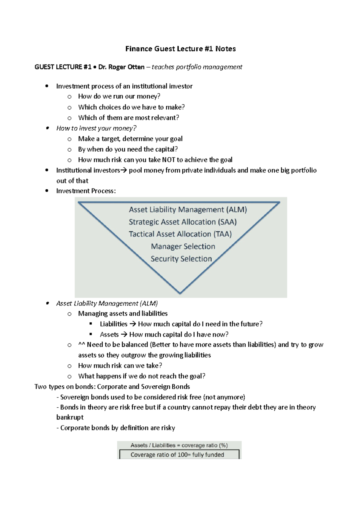 Finance Guest Lecture Notes - Finance Guest Lecture #1 Notes GUEST ...