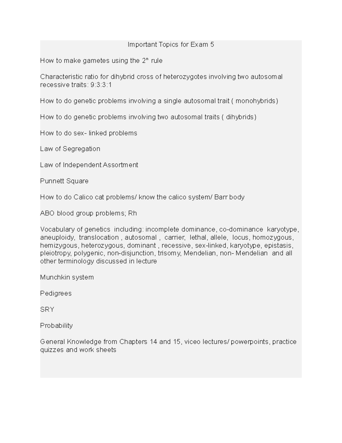 Important Topics For Exam 5 - Studocu