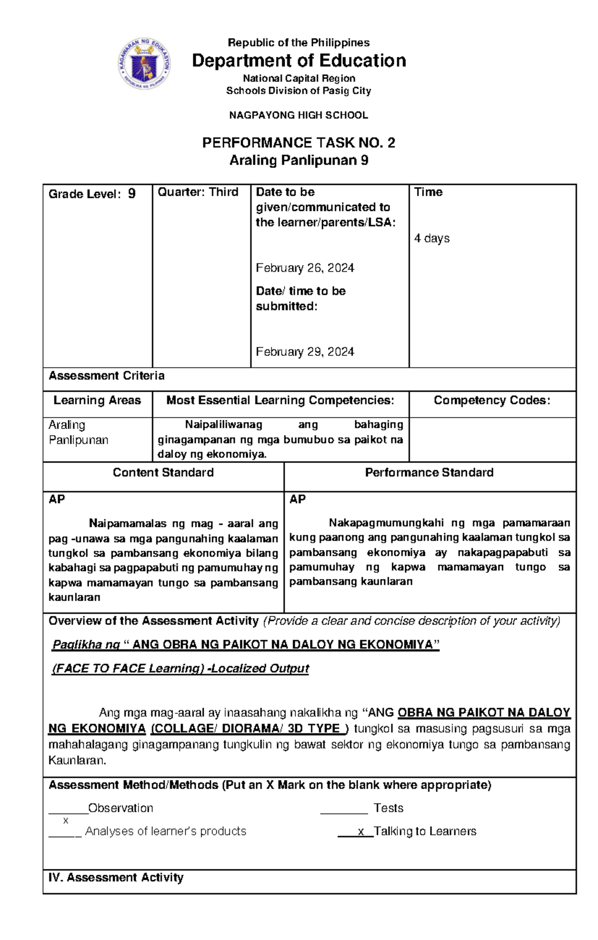 PT-3- Dayorama - hays - Republic of the Philippines Department of ...