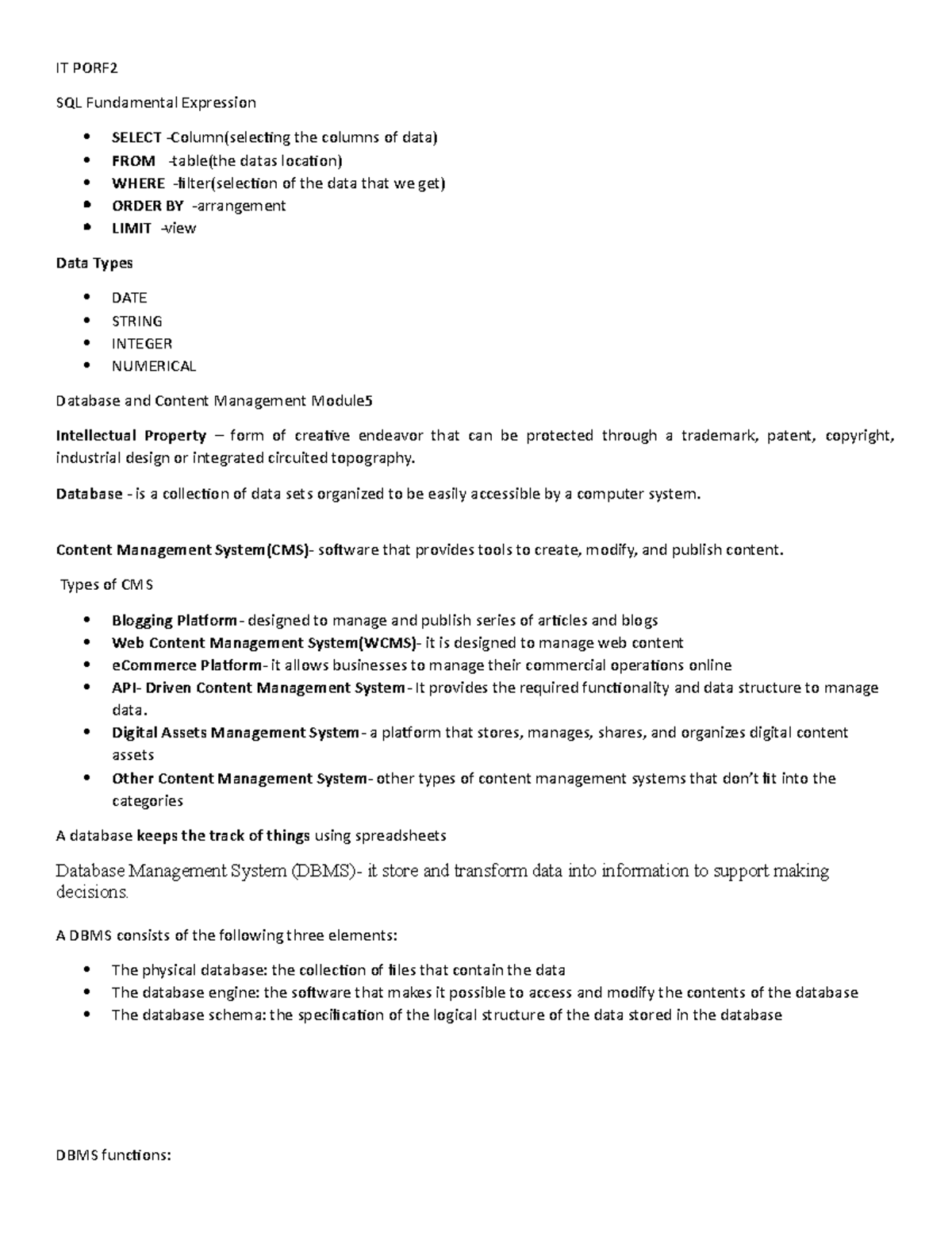 Management AND Information Systems IN THE Industry (midterm reviewer ...