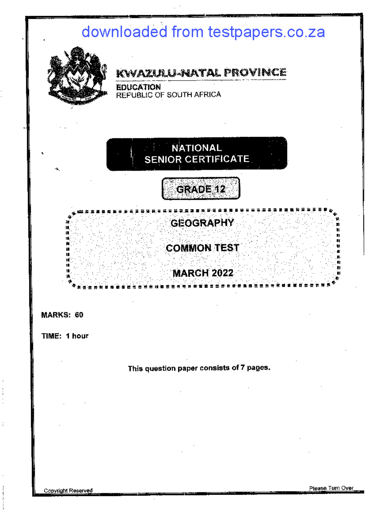 Geo Gr12 March 2022 QP and Memo - downloaded from testpapers.co - Studocu