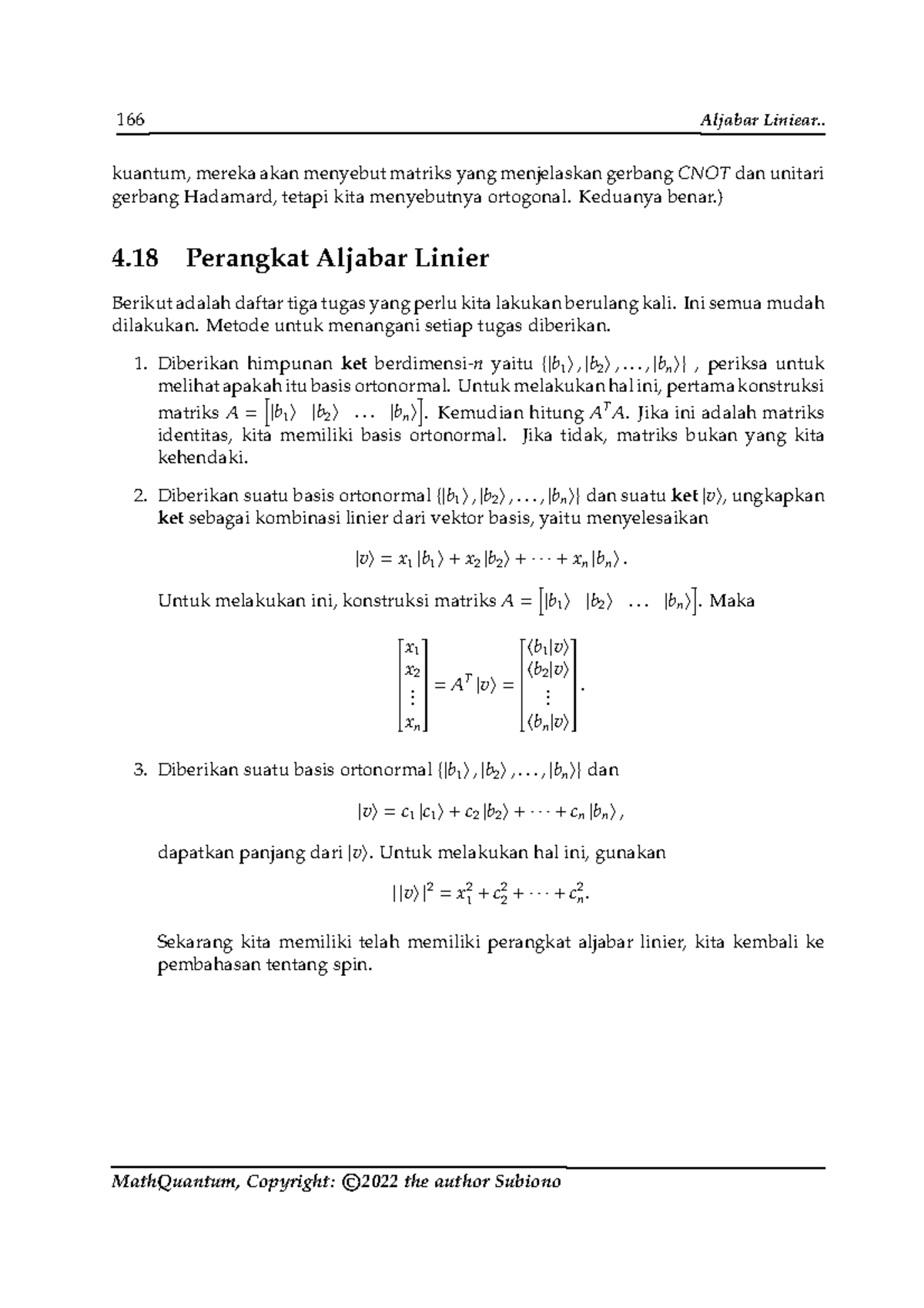 Buku Matematika Quantum 2022-60 - 166 Aljabar Liniear.. kuantum, mereka ...