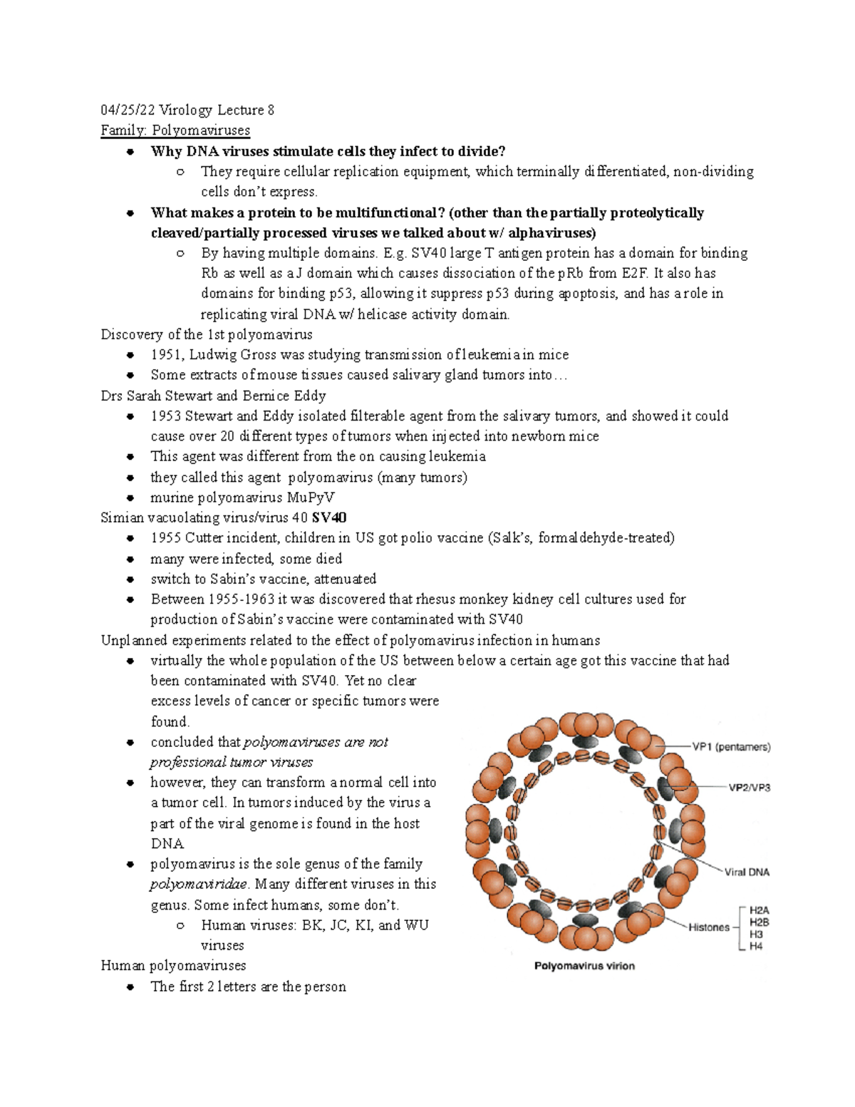 04-25-22 Virology Lecture 8 - 04/25/22 Virology Lecture 8 Family ...