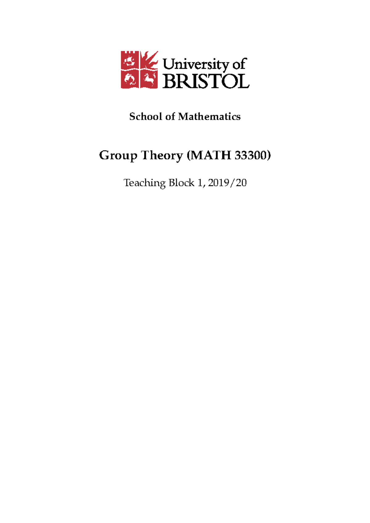 Gt 1 - taught by Tim Burness - School of Mathematics Group Theory (MATH ...