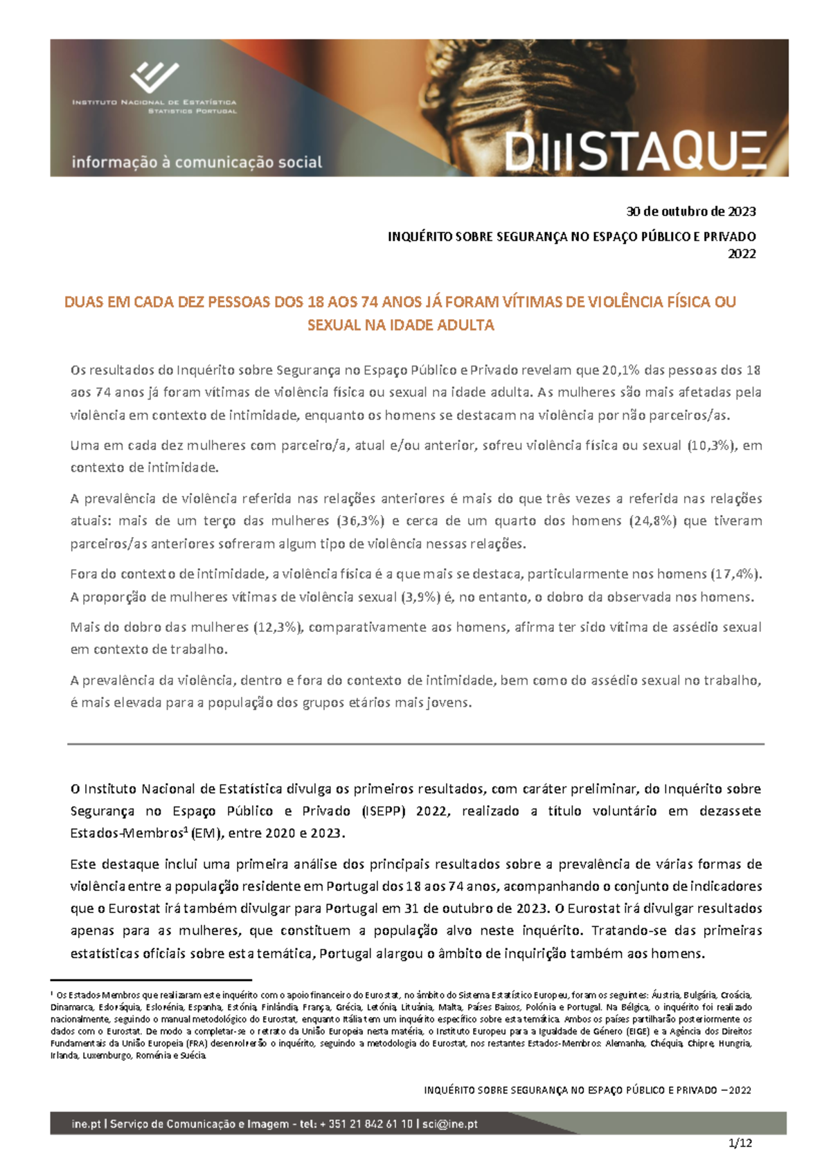 30 Isepp 2022 - Estatística - INQUÉRITO SOBRE SEGURANÇA NO ESPAÇO ...