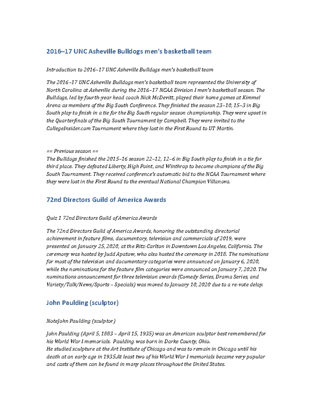 PSY167 Assignment 2016 –17 UNC Asheville Bulldogs men's basketball team ...