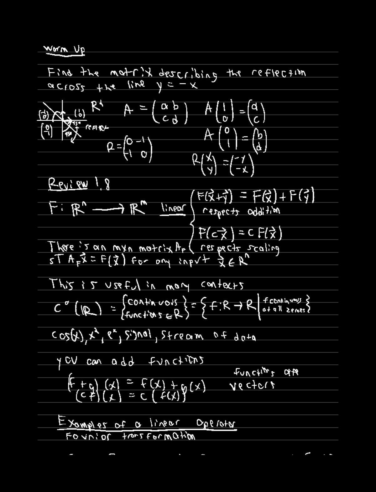 Math 235 (Linear Algebra) section 1 - warmly Find the matrix describing ...