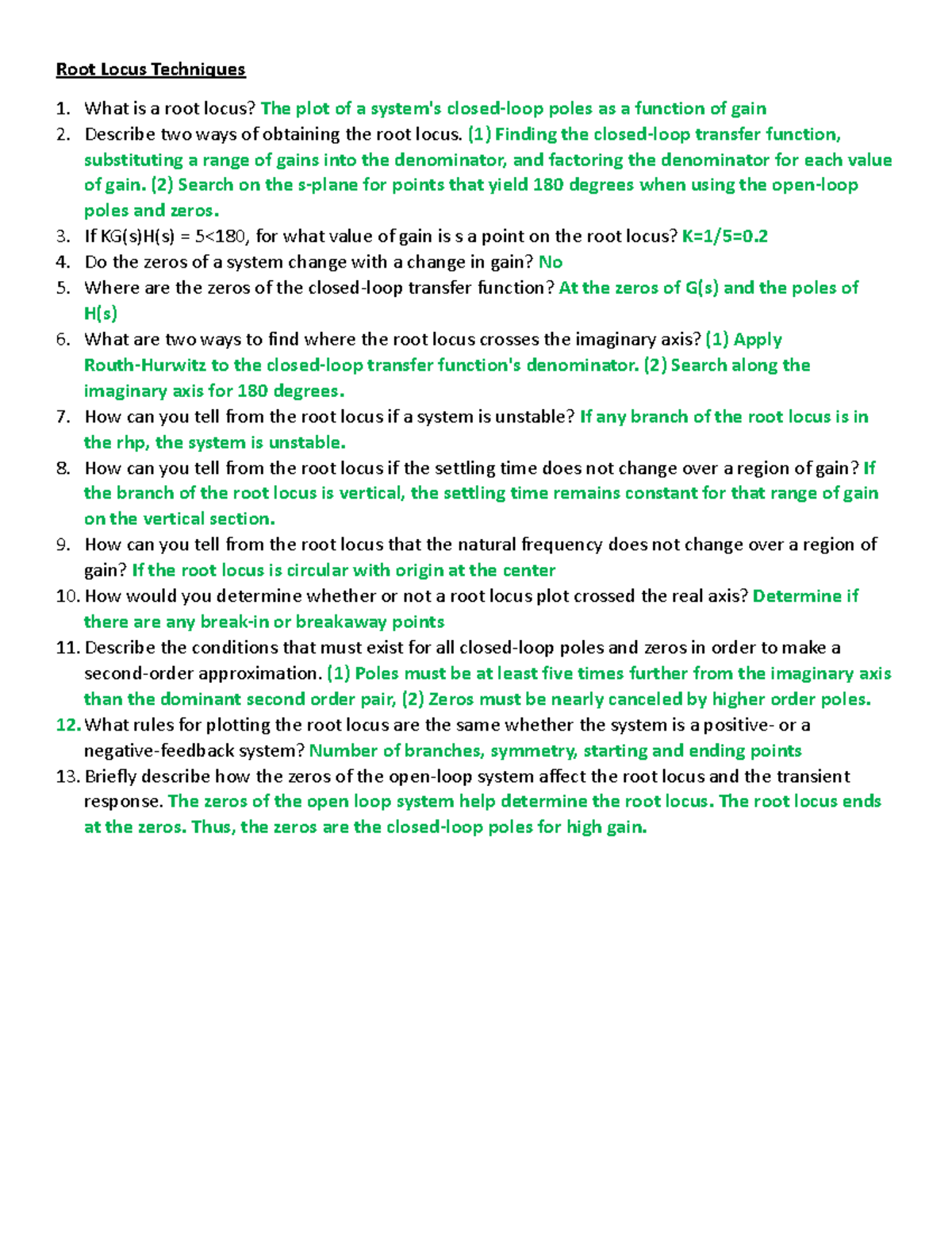 Ee420 root locus techniques cheatsheet - Root Locus Techniques What is ...
