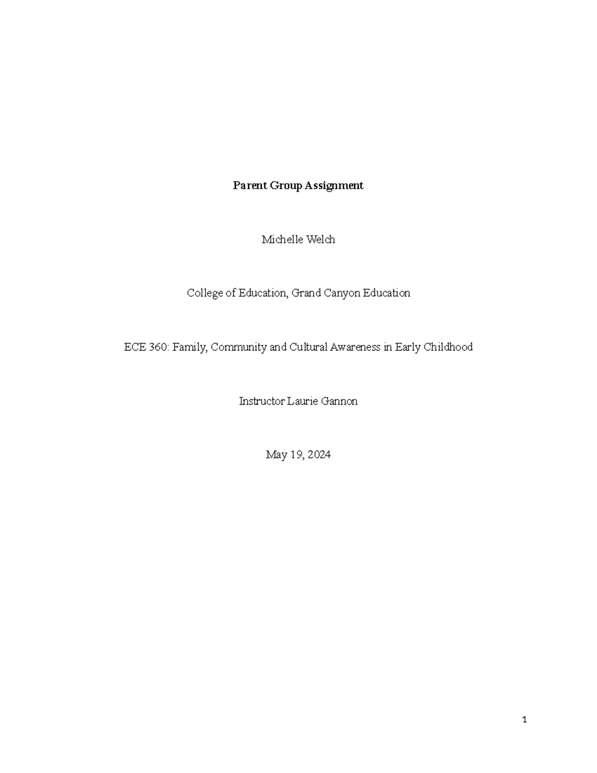 ECE 360: Parent Group Assignment on Resilience Development - Parent ...