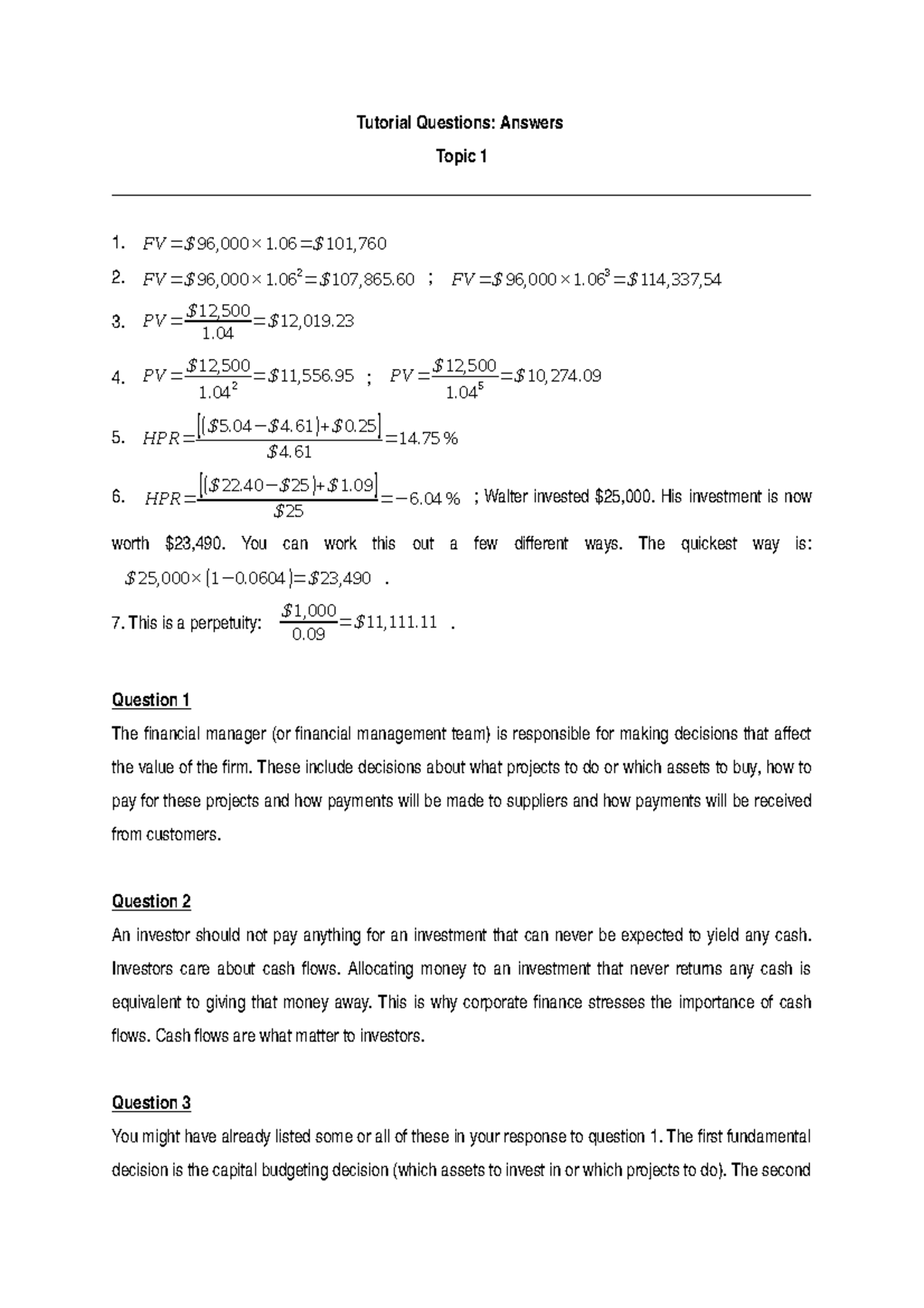 Tutorial Questions Topic 1 Answers - Tutorial Questions: Answers Topic ...