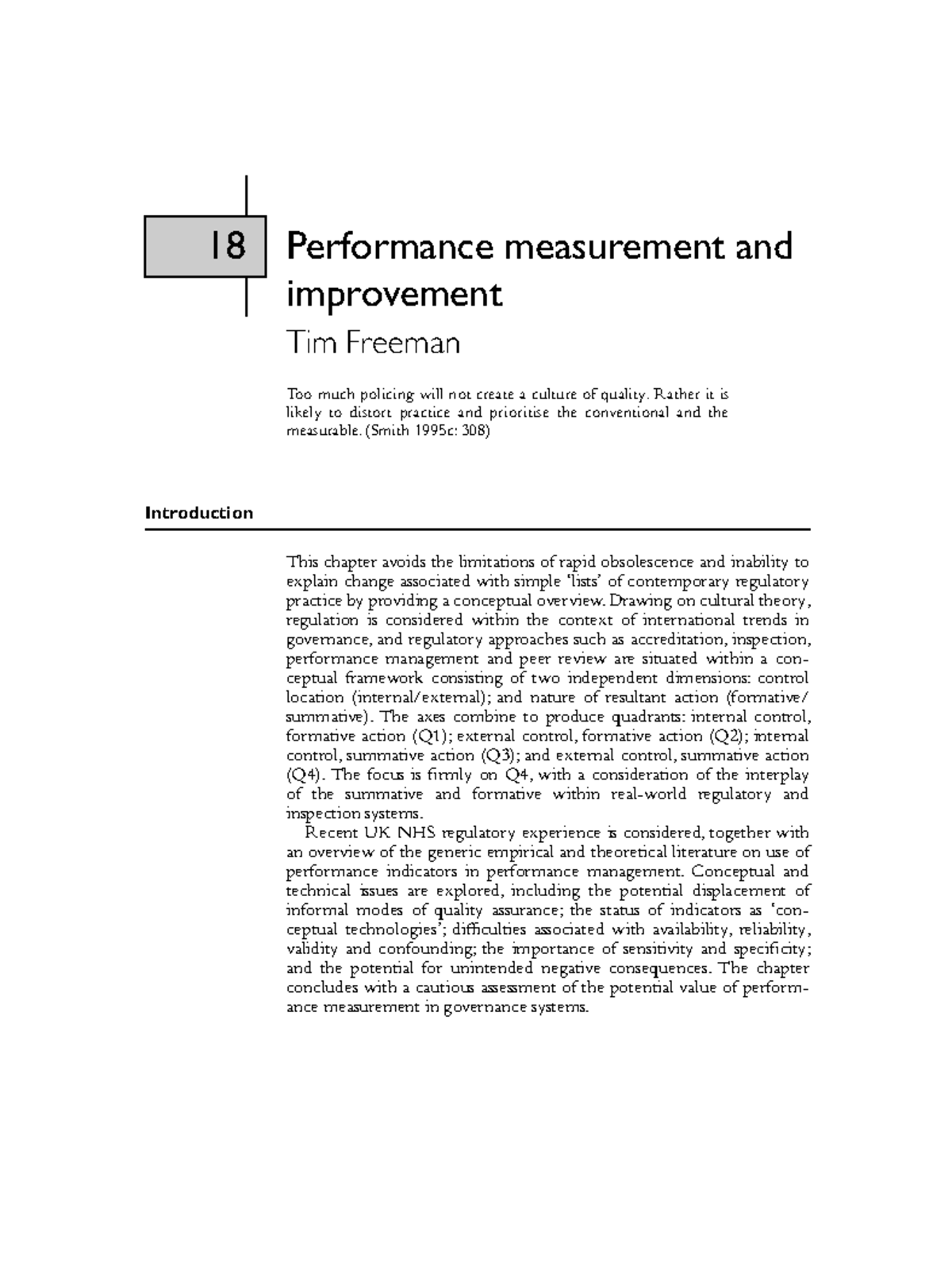 4 - Tugas - 18 Performance measurement and improvement Tim Freeman Too much policing will not ...