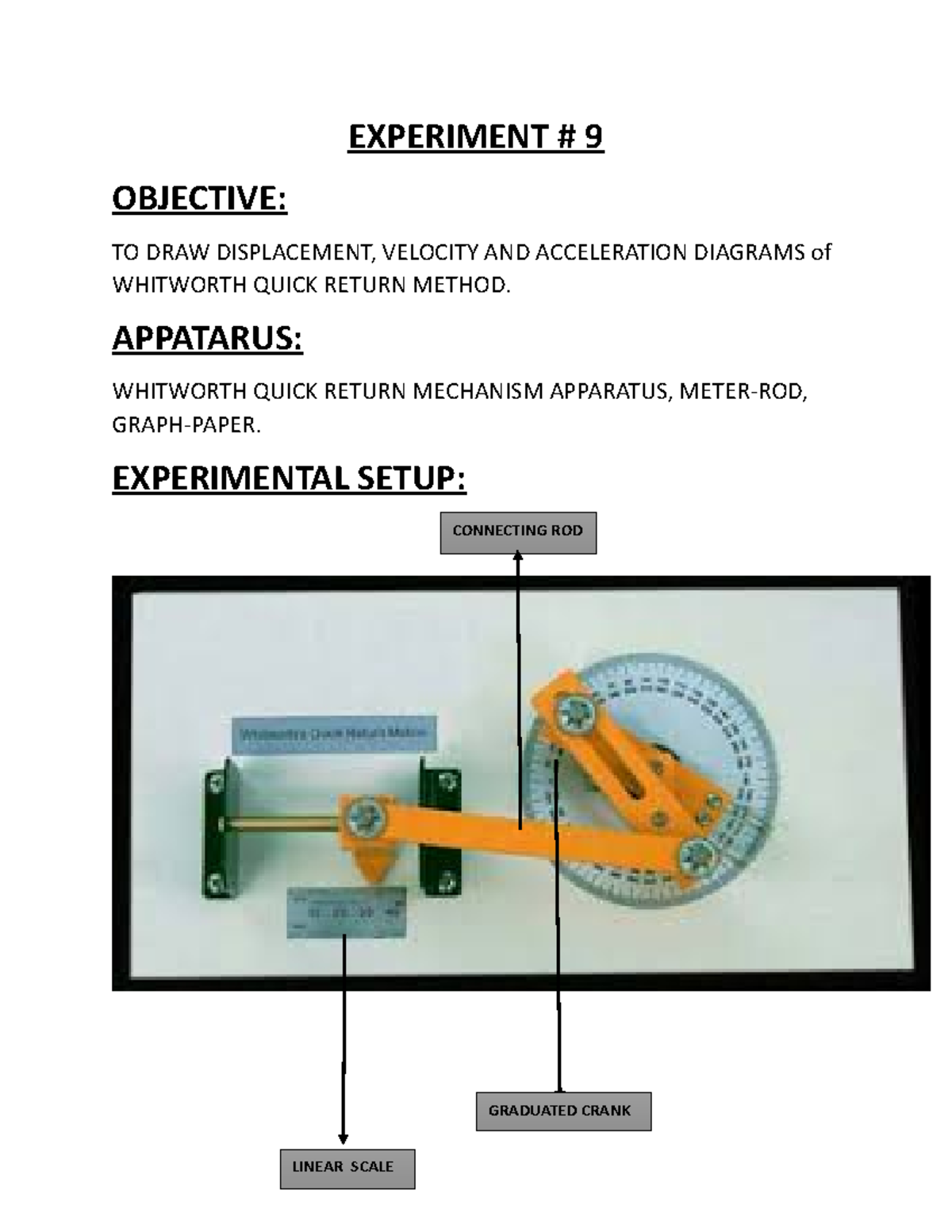 Experiment 9 - 120 EXPERIMENT # 9 OBJECTIVE: TO DRAW DISPLACEMENT ...