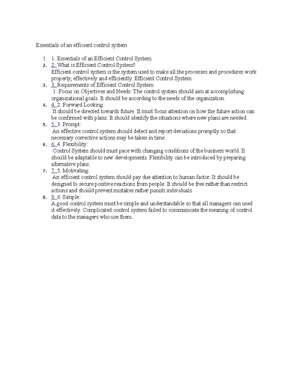 Essentials of an efficient control systemppt making - Essentials of an ...