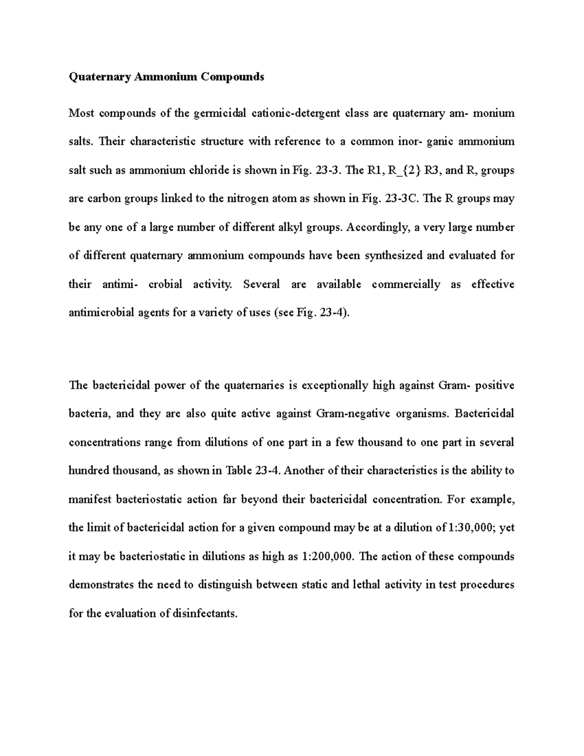 Quaternary Ammonium Compounds - Their characteristic structure with ...