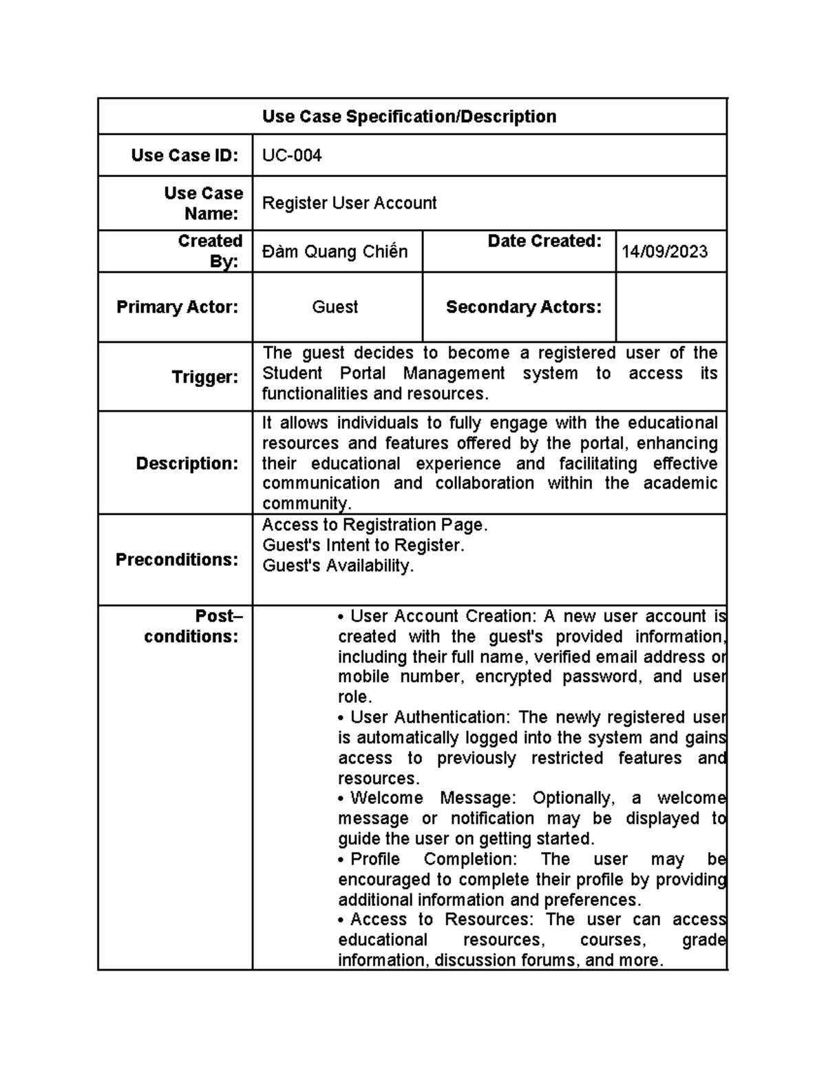 Use Case Specification - Use Case Specification/Description Use Case ID: UC- Use Case Name ...