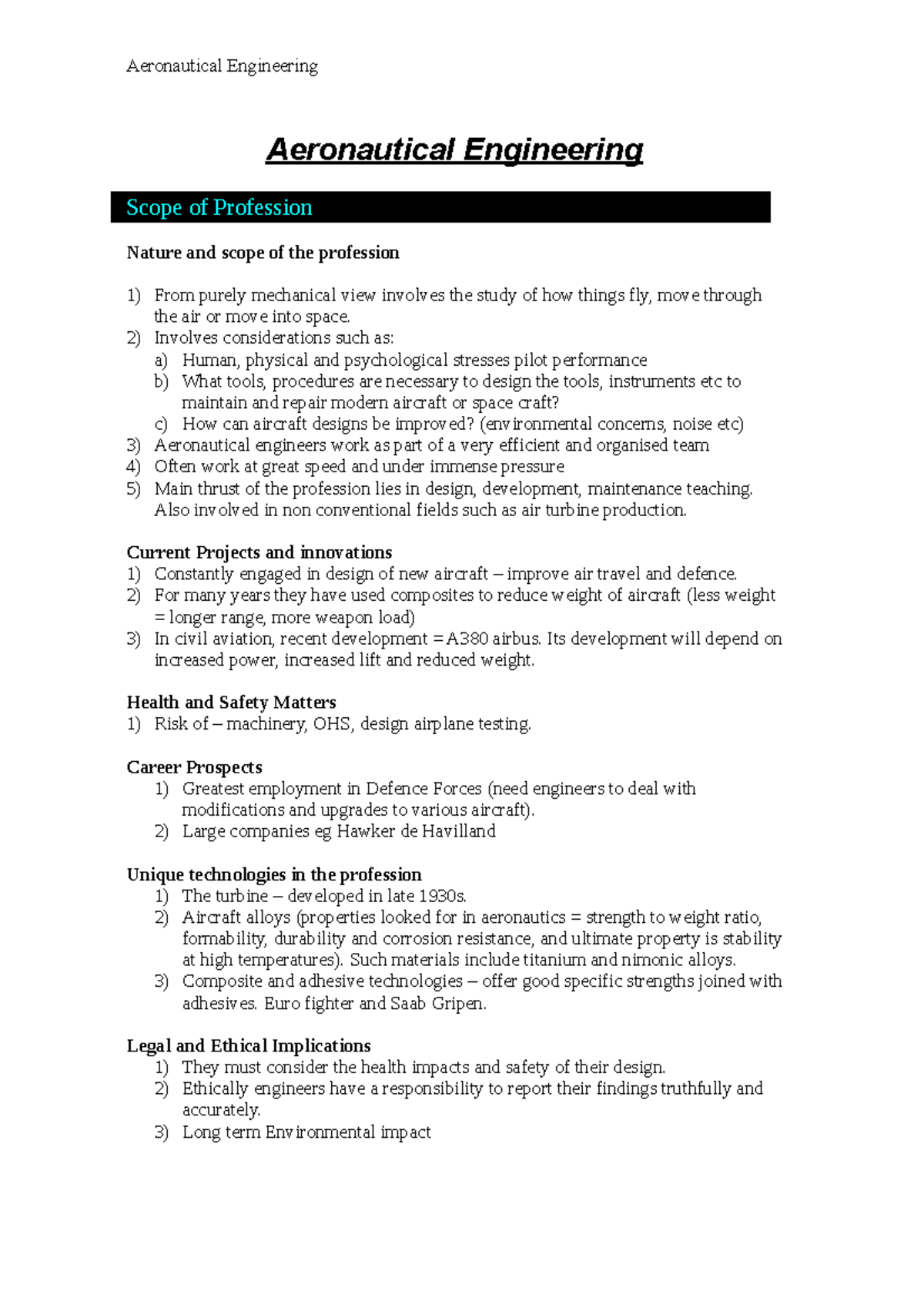 Aeronautical notes - Aeronautical Engineering Scope of Profession ...