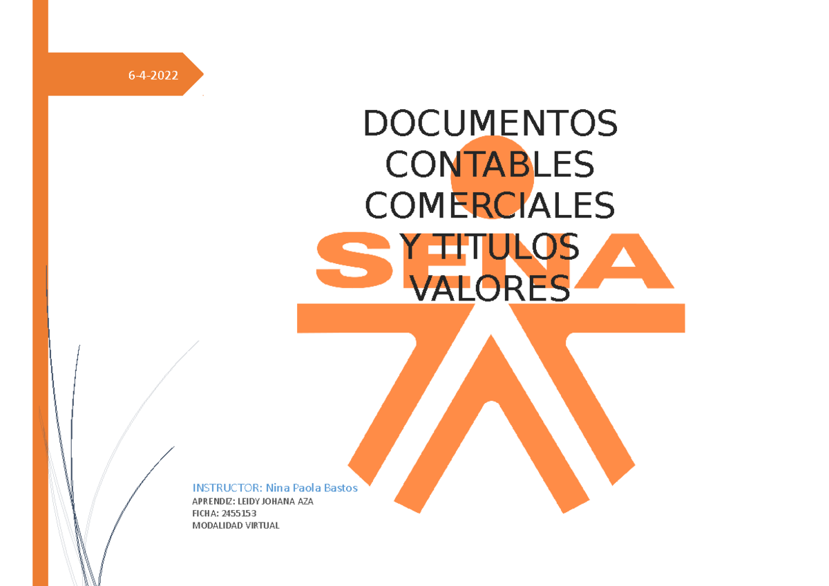 Documentos contables - 6-4- DOCUMENTOS CONTABLES COMERCIALES Y TITULOS ...