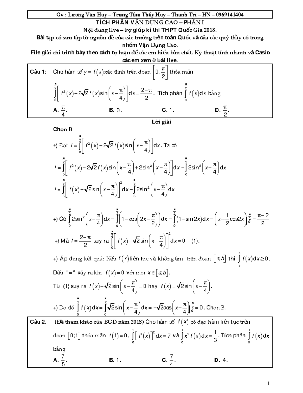 Bai-tap-tich-phan-van-dung-cao-co-loi-giai-chi-tiet-luong-van-huy - TÍCH PHÂN VẬN DỤNG CAO ...