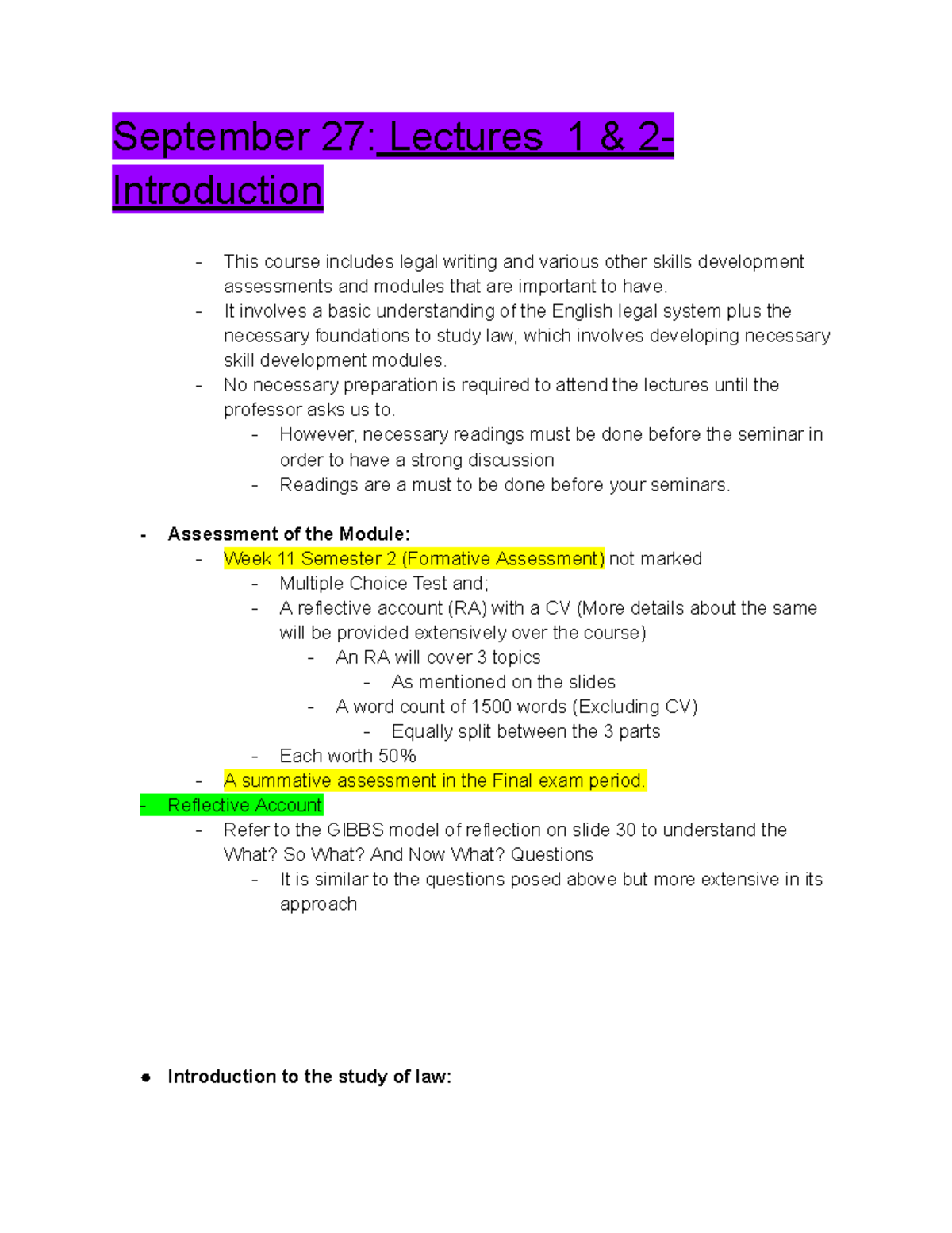 LSAM MCT Notes - September 27: Lectures 1 & 2- Introduction This course ...