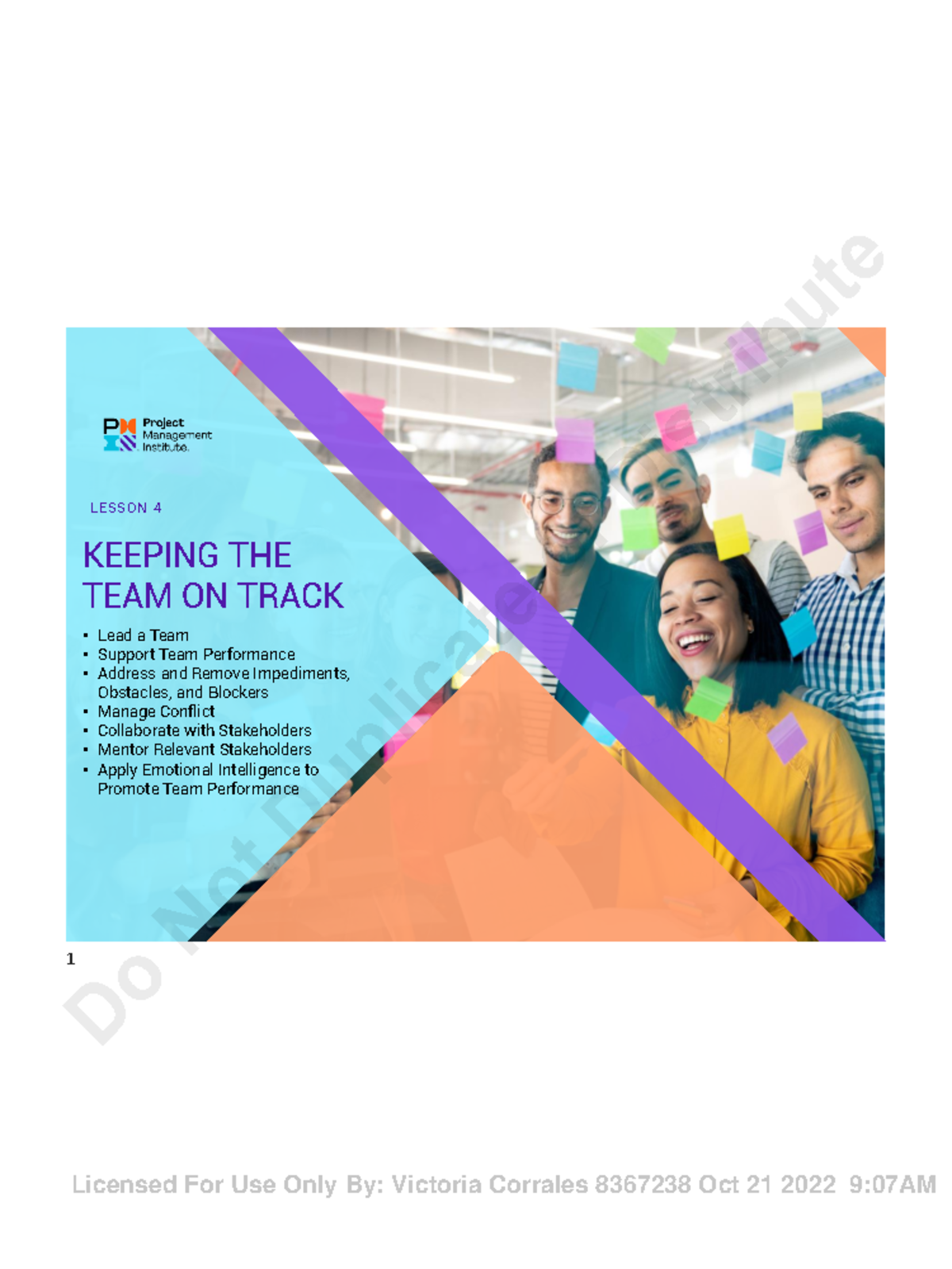 Module 4 Keeping the Team on Track - KEEPING THE TEAM ON TRACK LESSON 4 ...