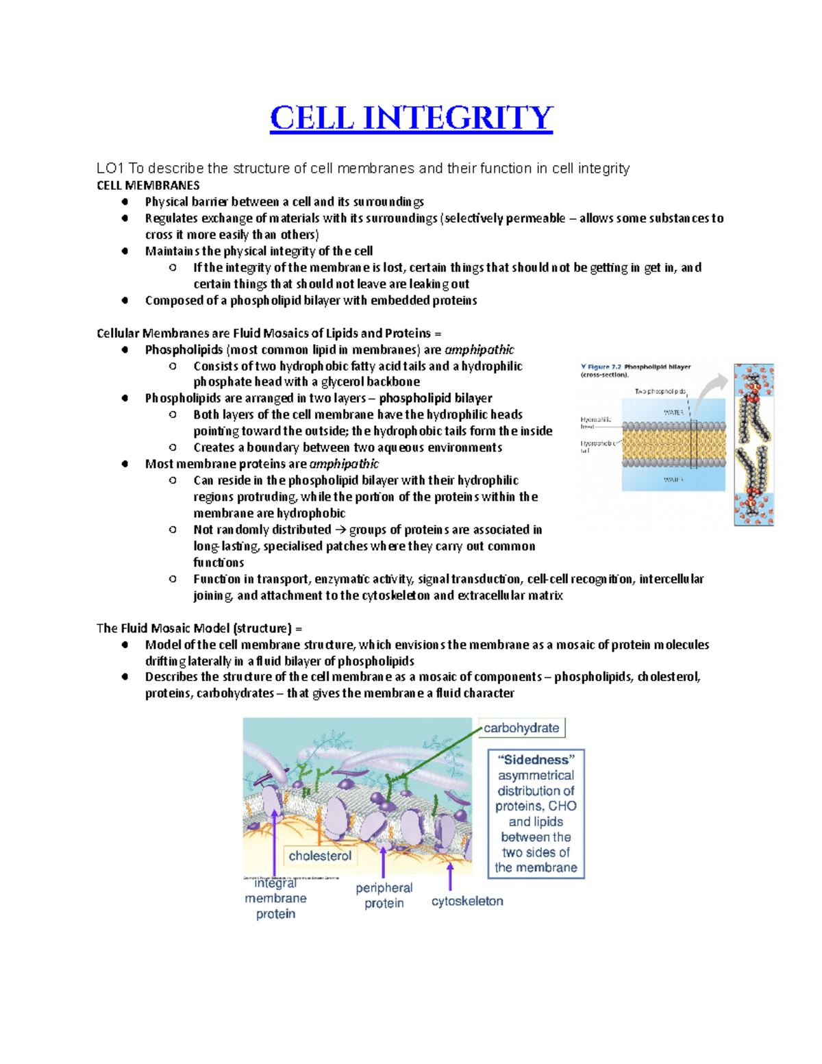 4. BABS1201 - Cell Integrity, Nutrient Ion Transport Notes - CELL ...