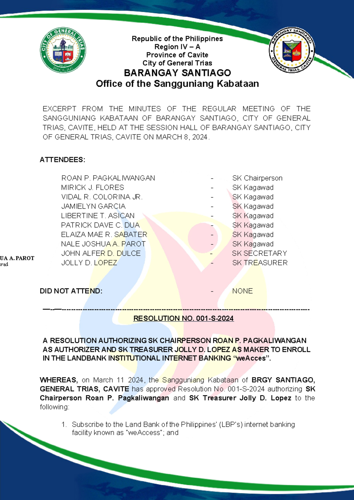 SK BAC Committee - Republic of the Philippines Region IV – A Province ...