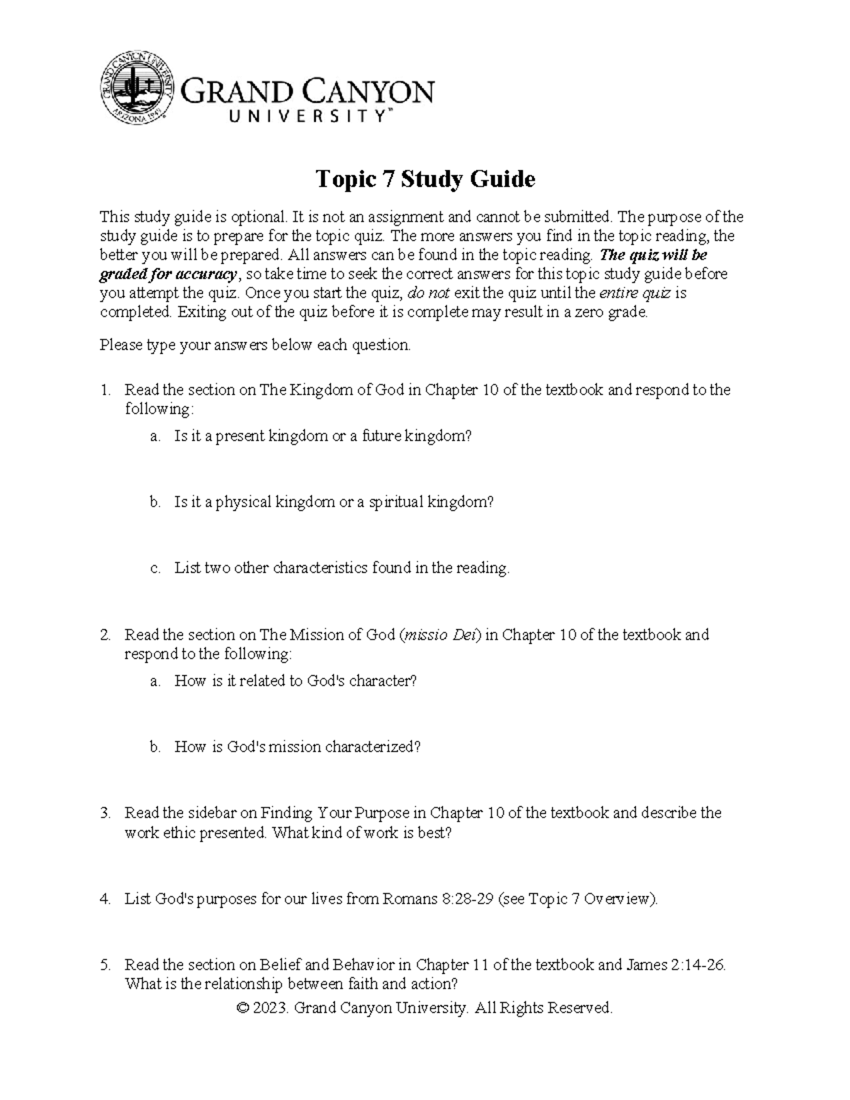 CWV 101 RS T7Study Guide Online - Topic 7 Study Guide This study guide ...